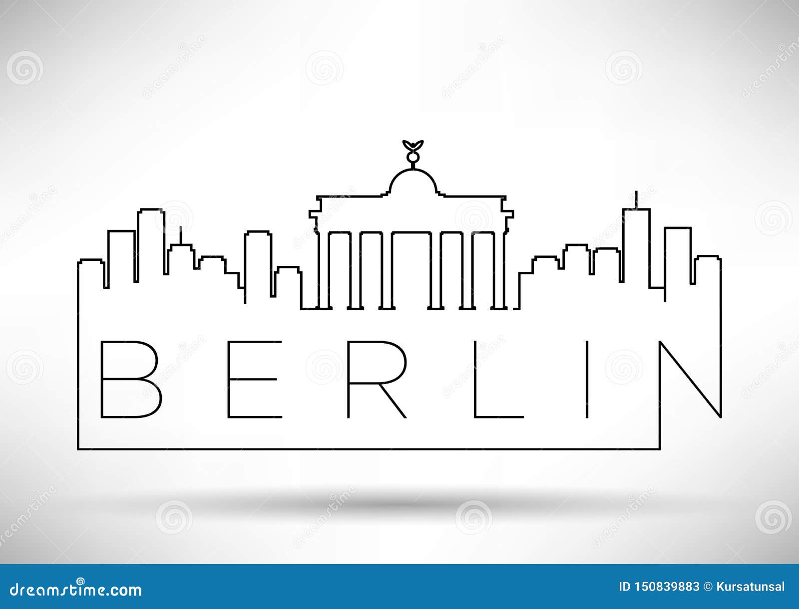 Berlin City Line Silhouette Typographic Design Stock Vector ...