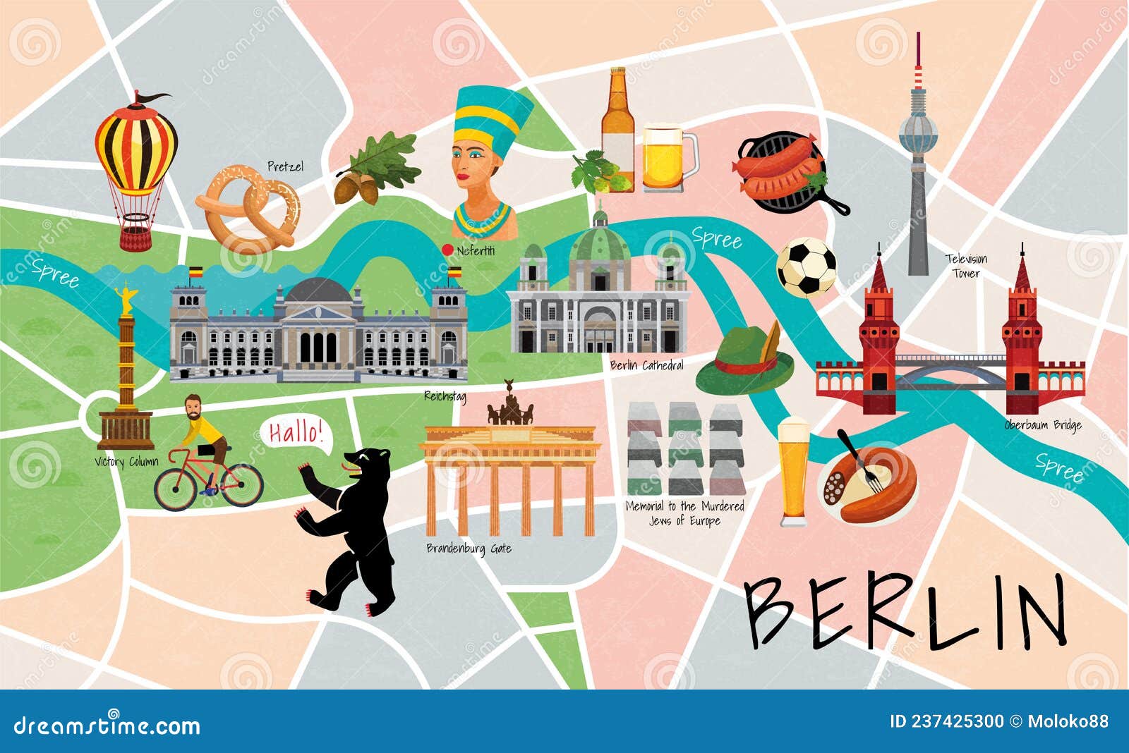 Berlin City Map. Vector Illustration Stock Vector - Illustration of ...