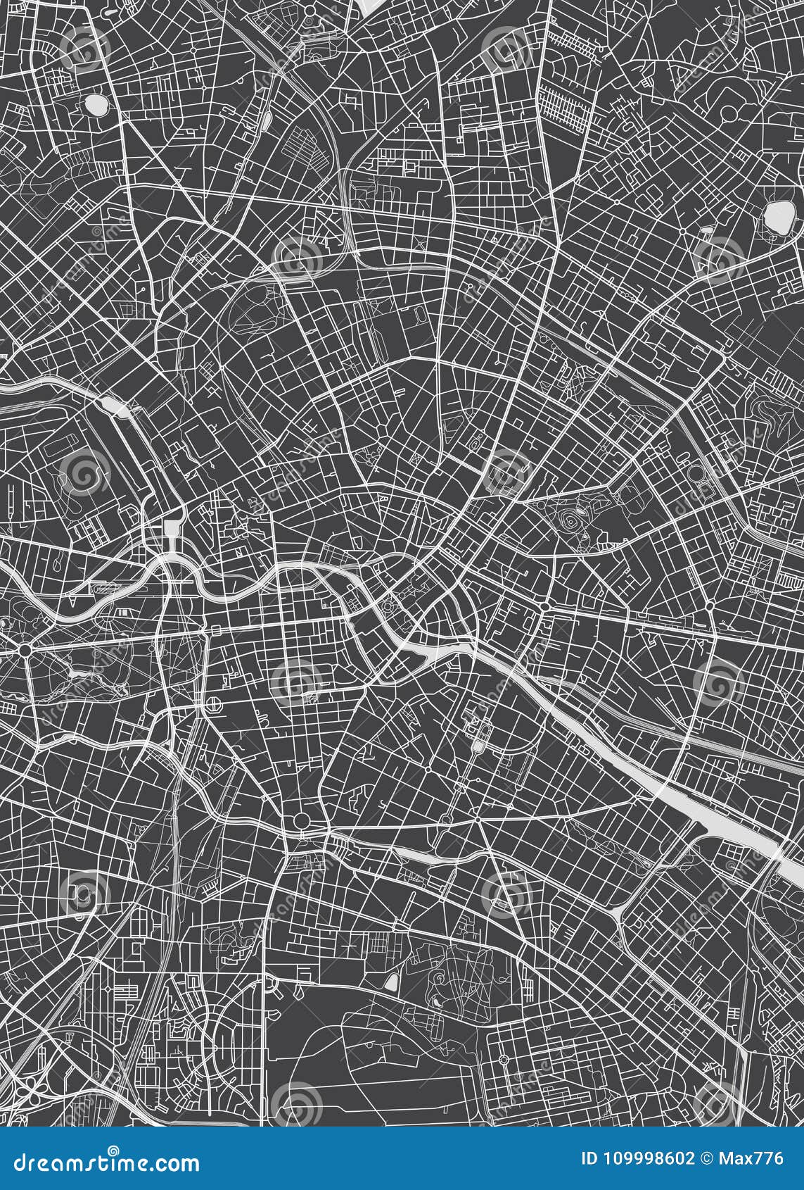 Berlin City Plan, Detailed Vector Map Stock Vector - Illustration of ...