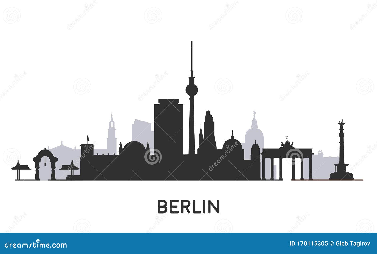 Berlin City Skyline Silhouette. Stock Vector - Illustration of place ...