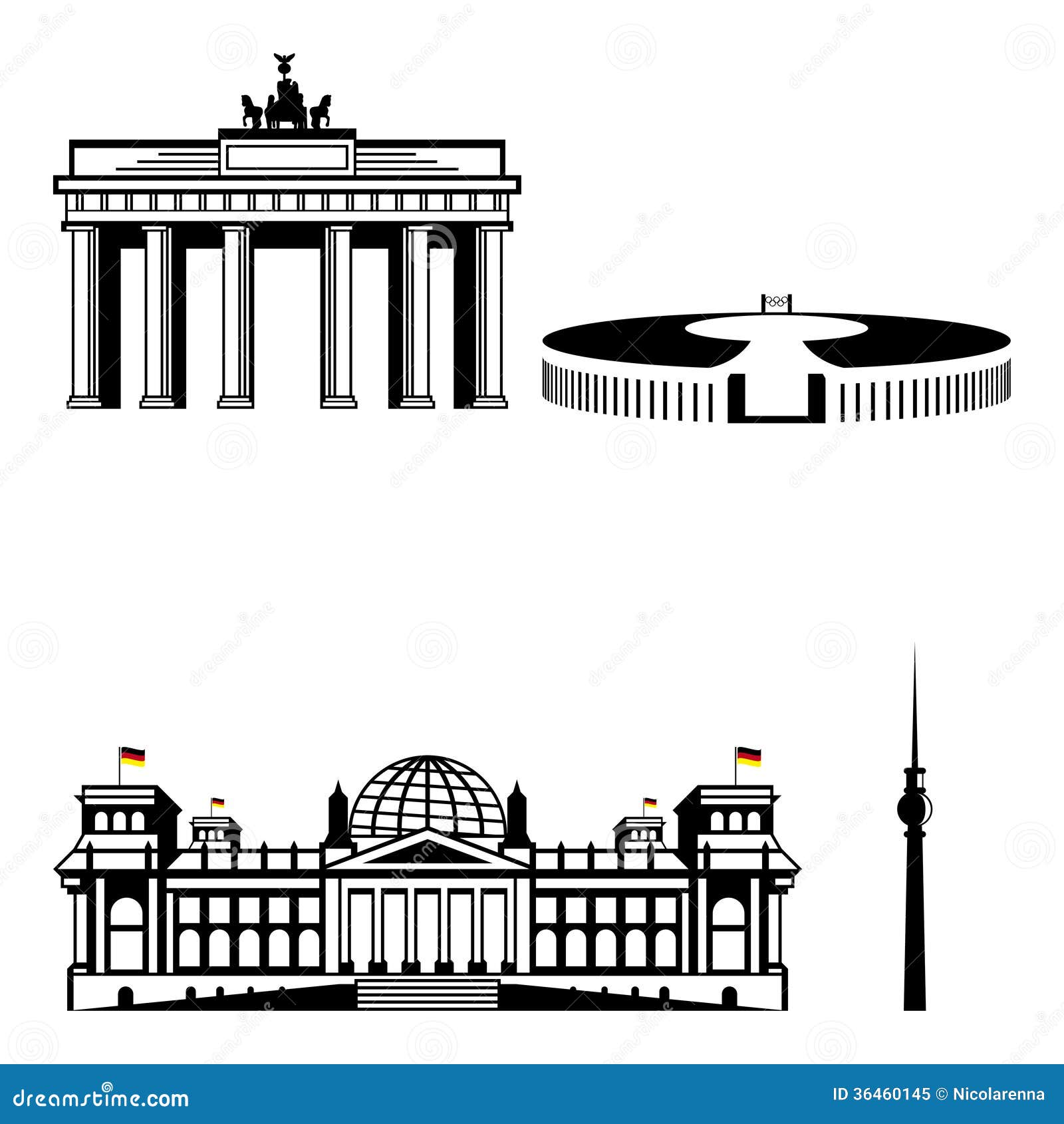 Berlin Famous Monument Icon Set Stock Vector - Illustration of ...