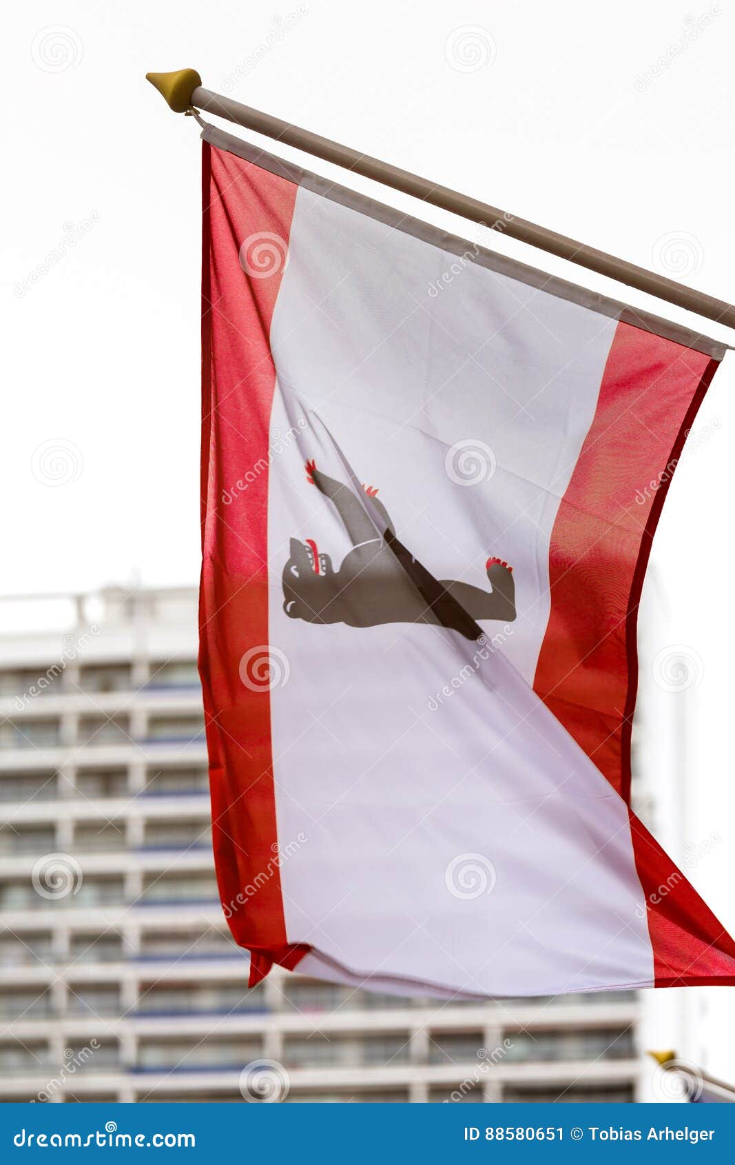 A Berlin Flag With Plattenbau Building In The Background Royalty-Free ...