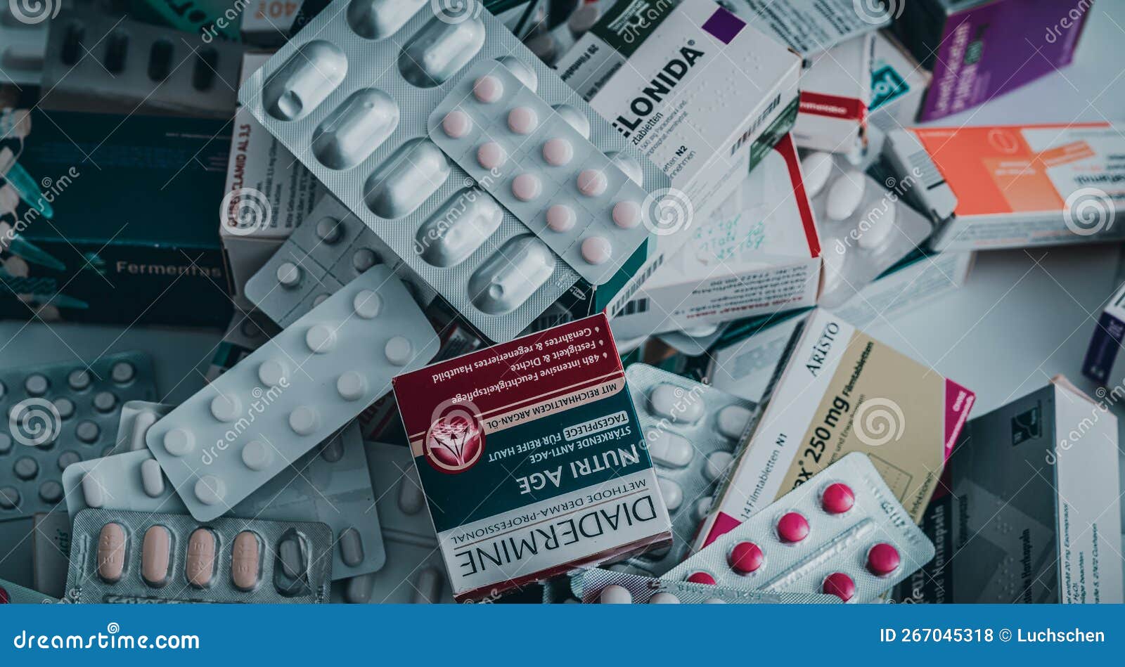 Berlin, Germany - August 22, 2019: a Pile of Medication Pills Ordered ...