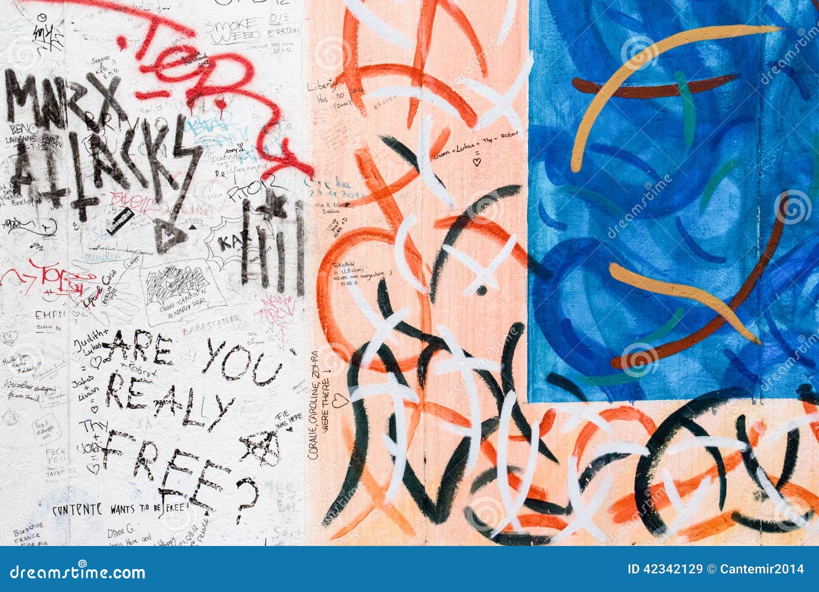 BERLIN,GERMANY / CIRCA OCTOBER 2013 - Graffiti Seen on the Berlin Wall ...