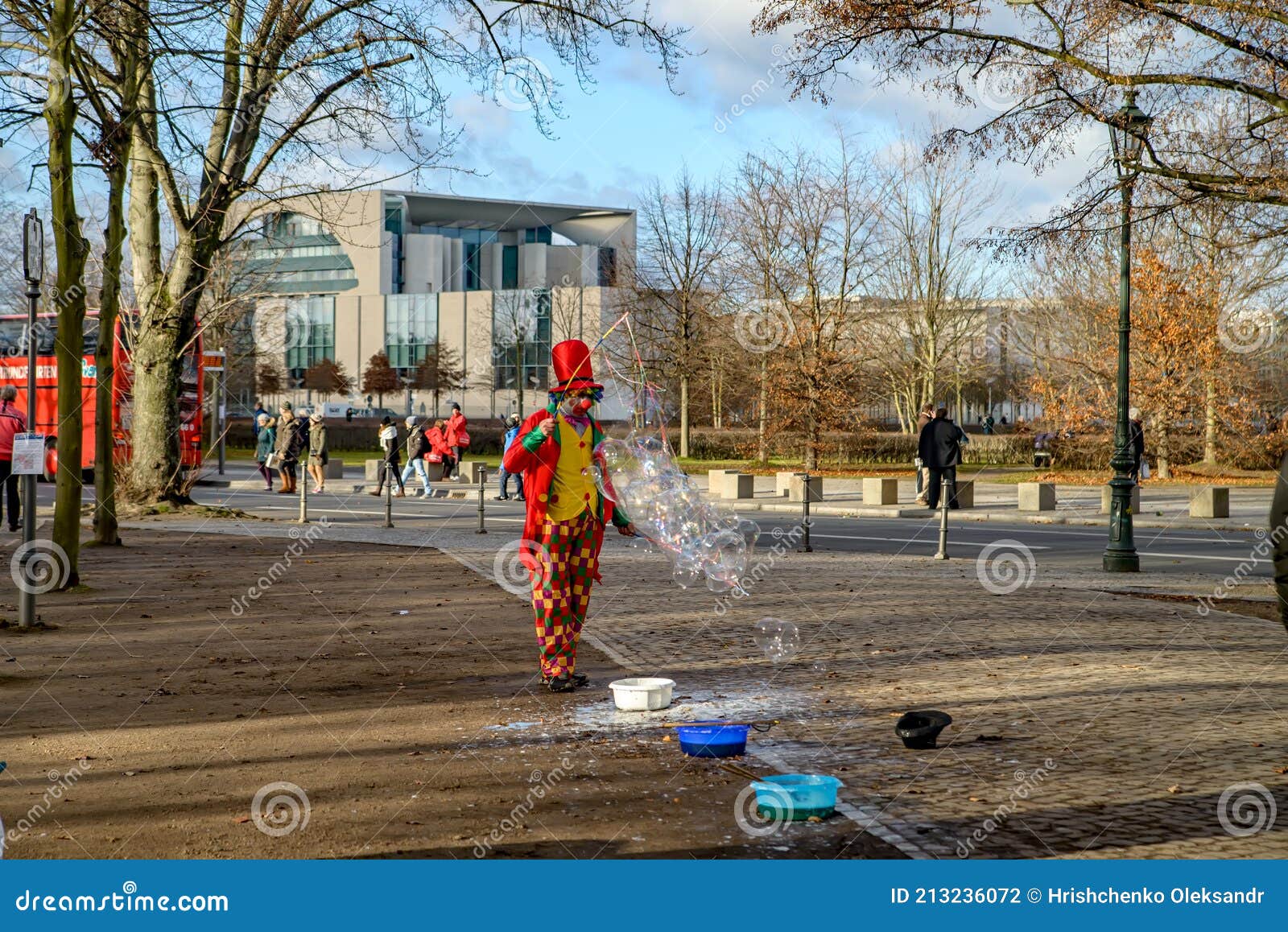 Berlin, Germany - December 02, 2016: Street Clown with Soap Bubbles ...