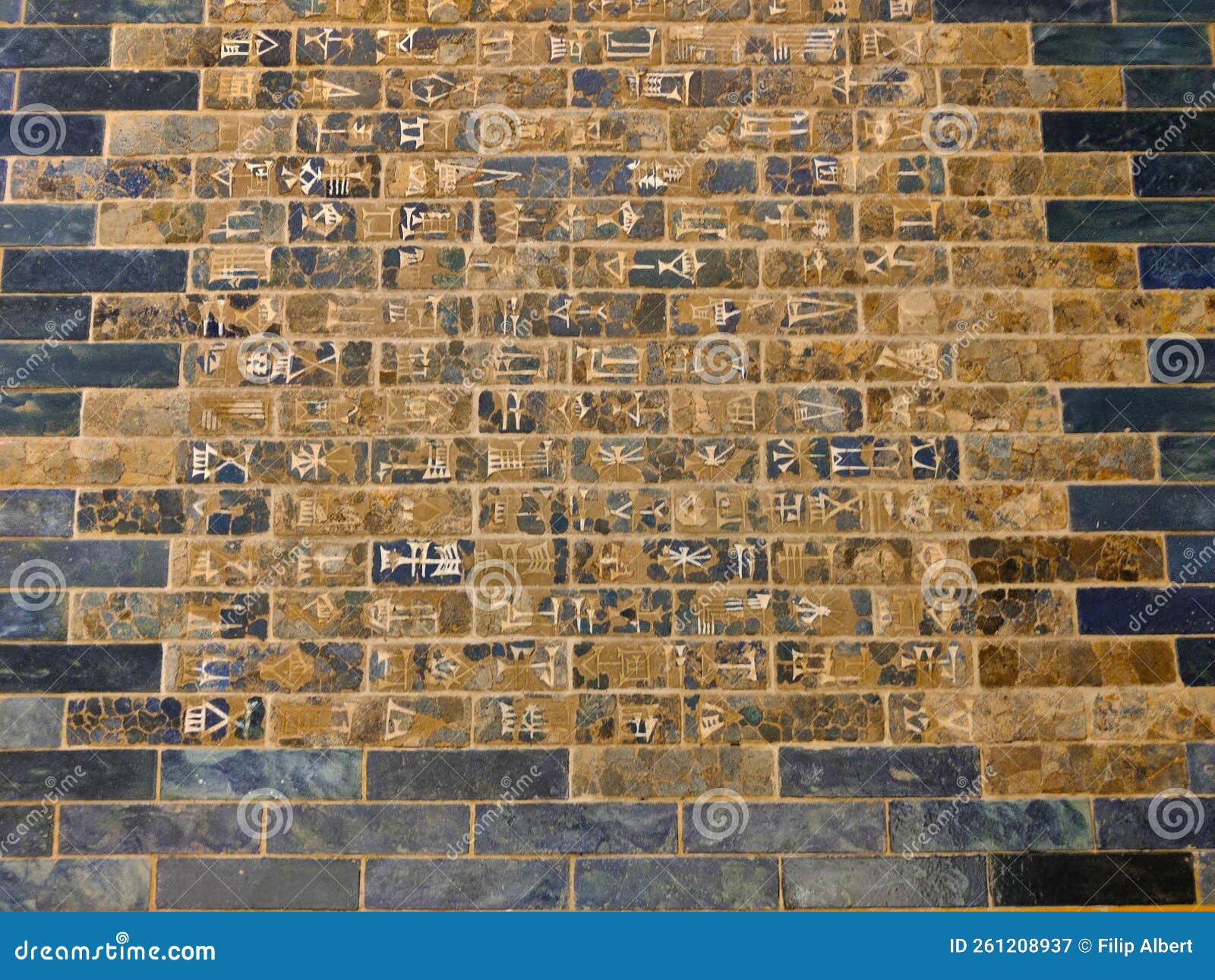 Brick Wall with Cuneiform Writing on the Ishtar Gate Editorial ...