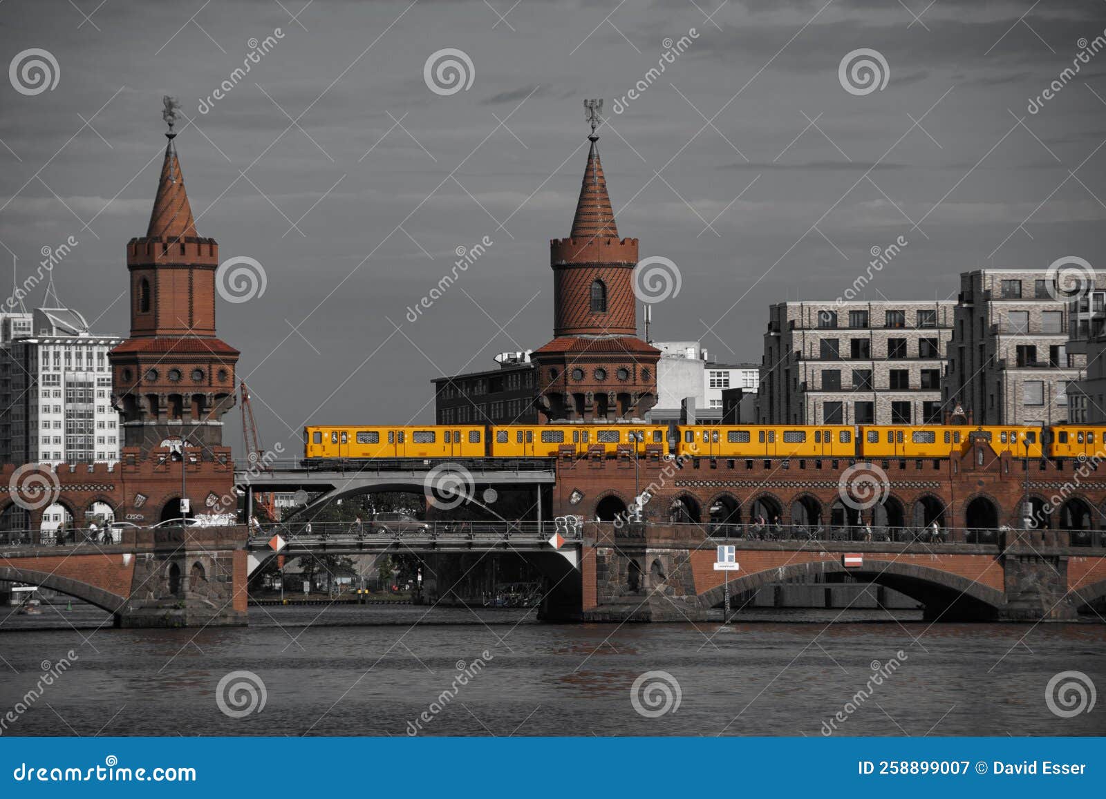 Berlin, Germany 29 June 2022, the Famous Oberbaum Bridge with a Yellow ...