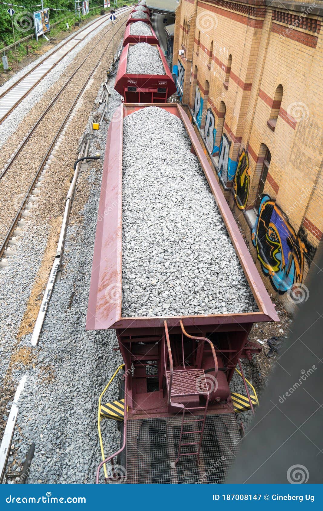 Cargo Train with Aggregate Stones Stock Image - Image of railroad ...
