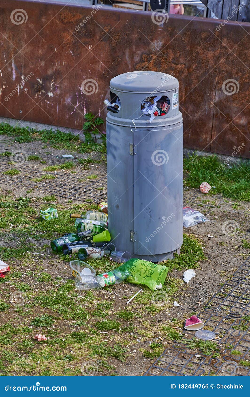Overfilled Dustbin in a Public Park in Downtown Berlin Editorial Photo ...