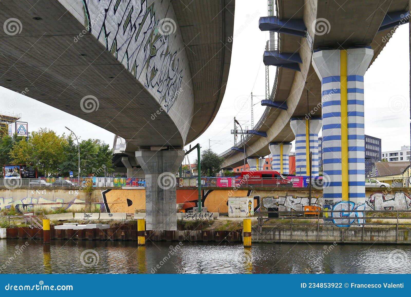 Berlin, Germany - 03 October 2021: Under Bridge Symmetrical View, Spree ...
