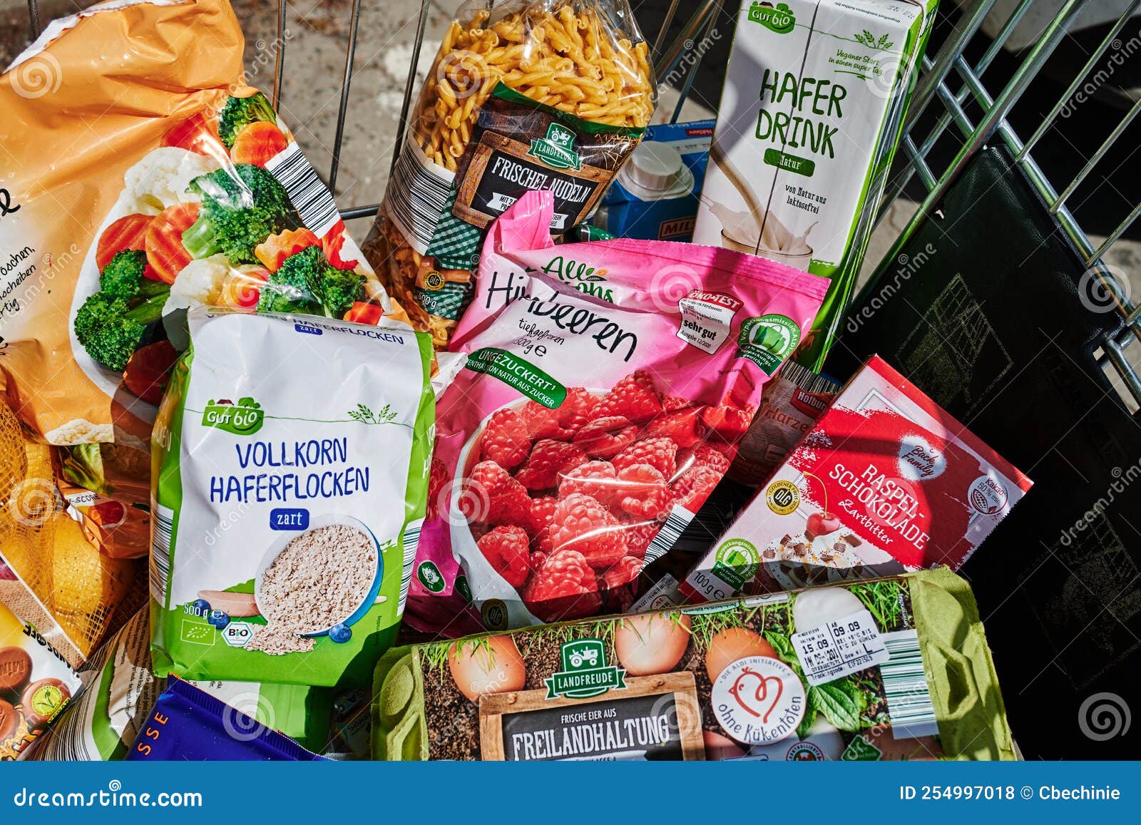 Shopping Cart with Various Products for daily Needs Editorial Stock ...