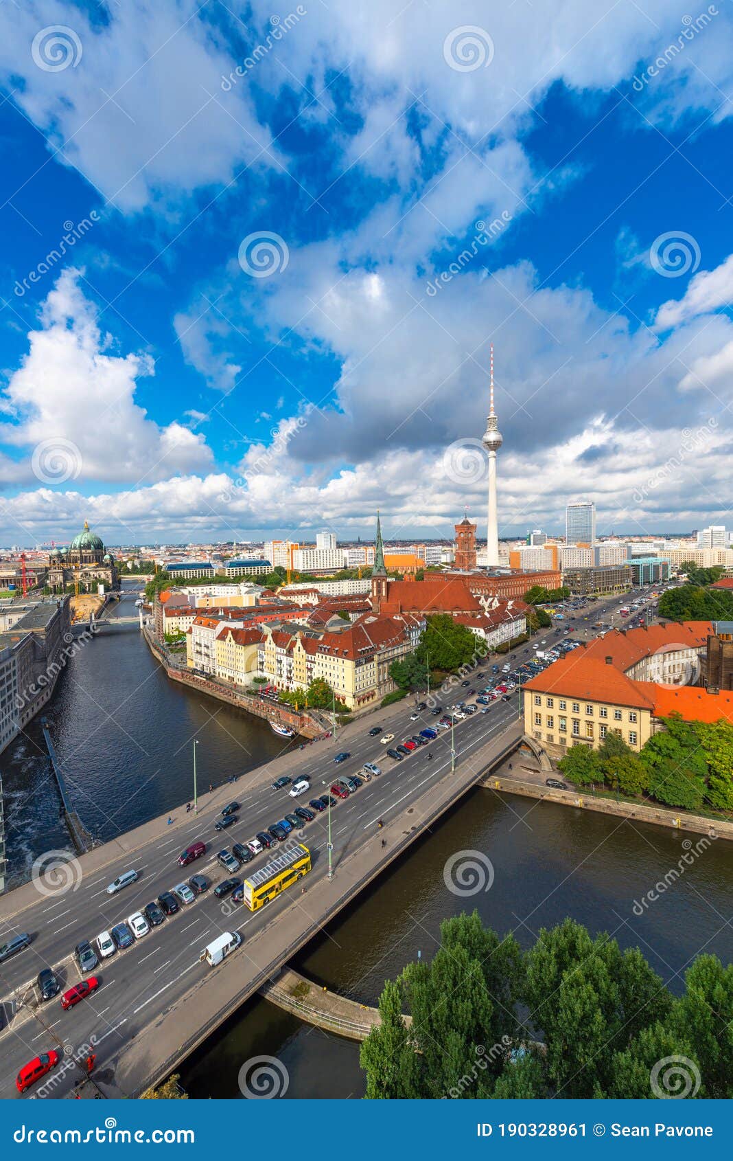 Berlin, Germany Skyline from Above the Spree River Stock Image - Image ...