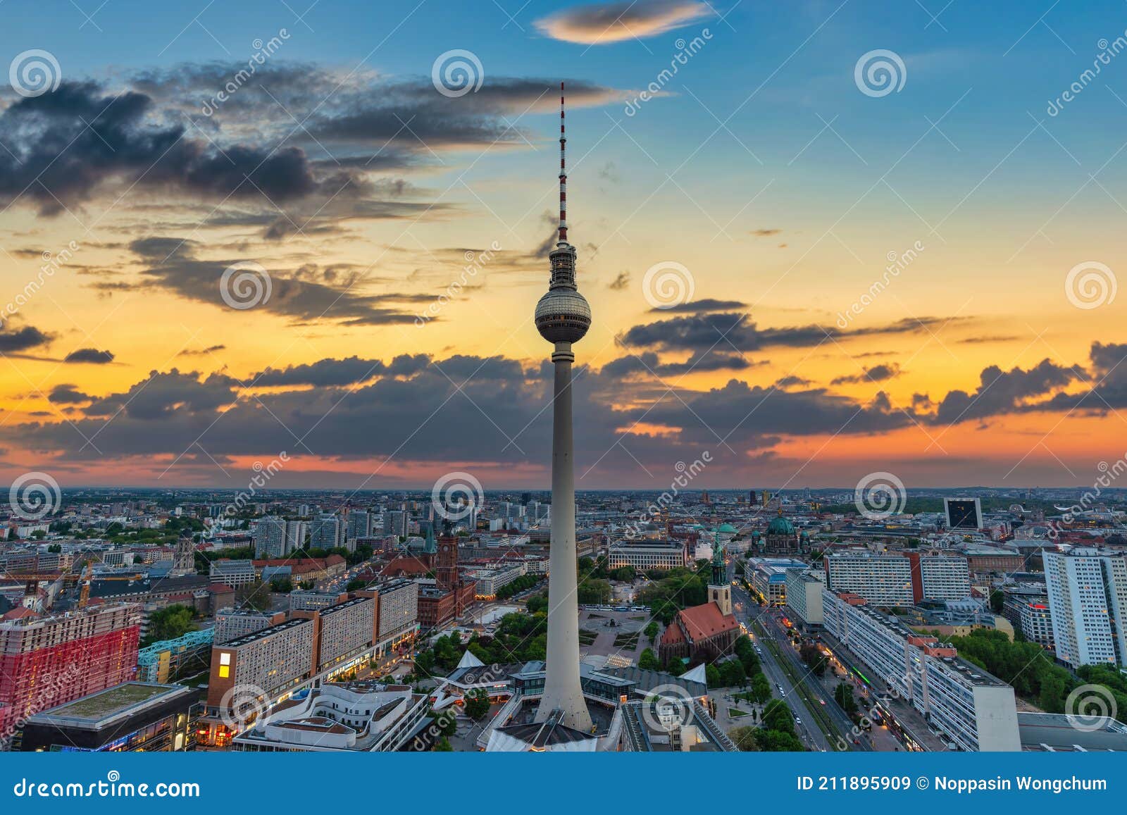 Berlin Germany, Sunset City Skyline Stock Image - Image of berliner ...