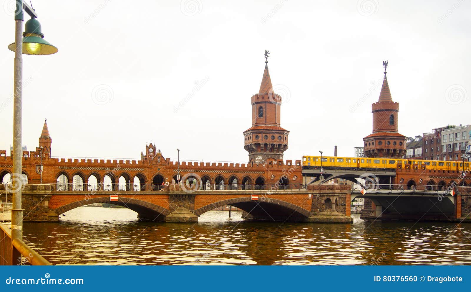 Berlin, Germany: Yellow Subway Train on Famous Oberbaum Bridge ...