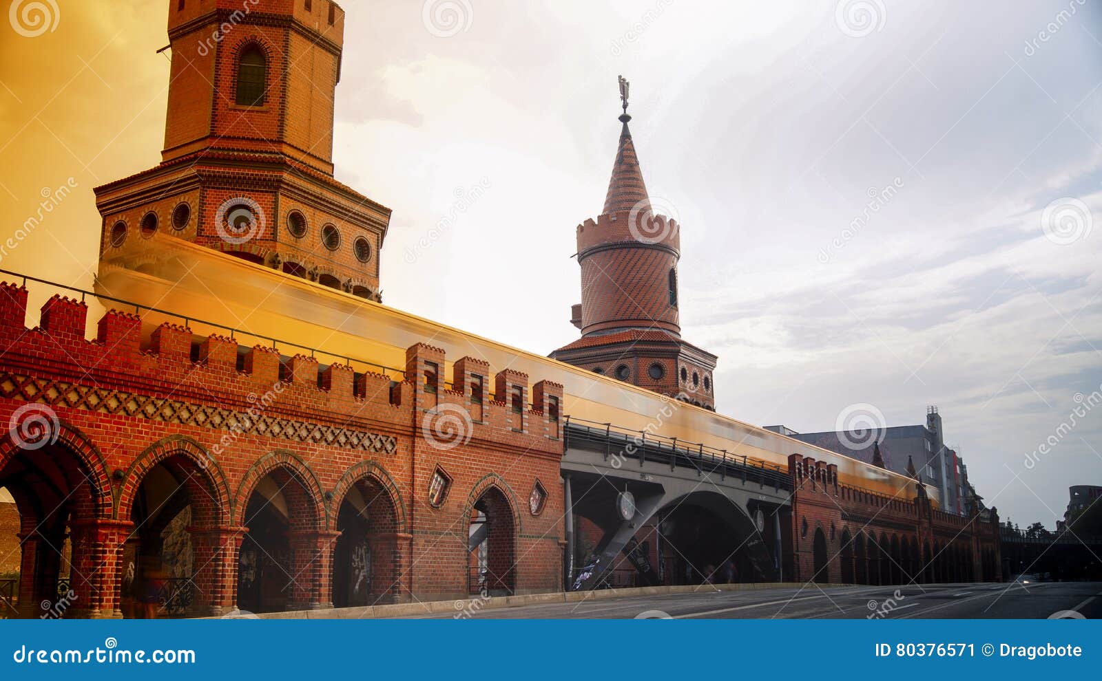 Berlin, Germany: Yellow Subway Train on Famous Oberbaum Bridge ...