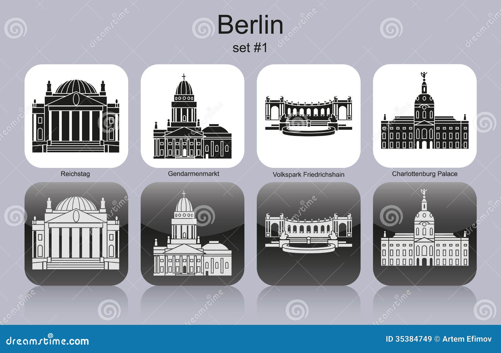 Berlin Icons Cartoon Vector | CartoonDealer.com #35384749