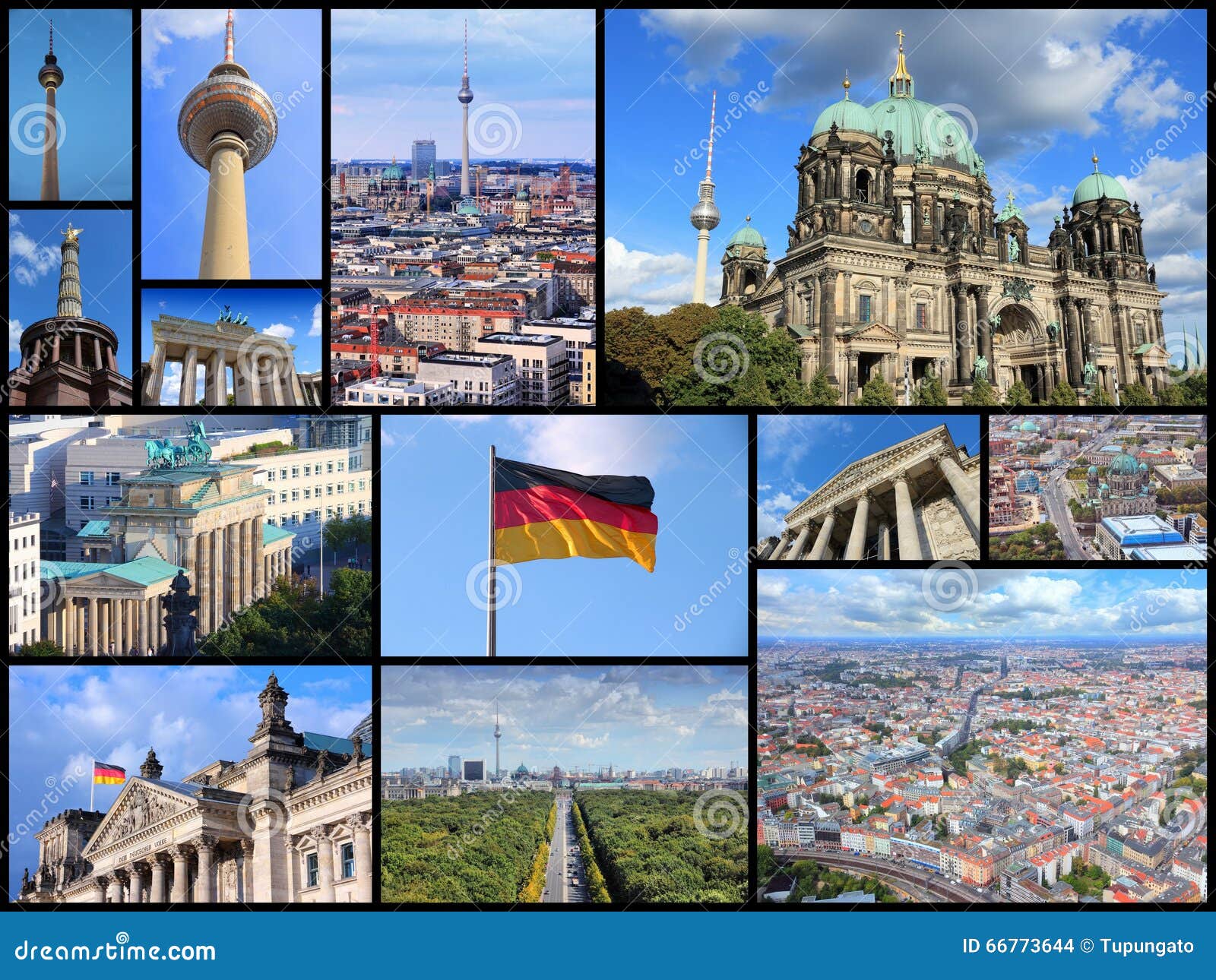 Berlin landmarks stock photo. Image of cityscape, collage - 66773644
