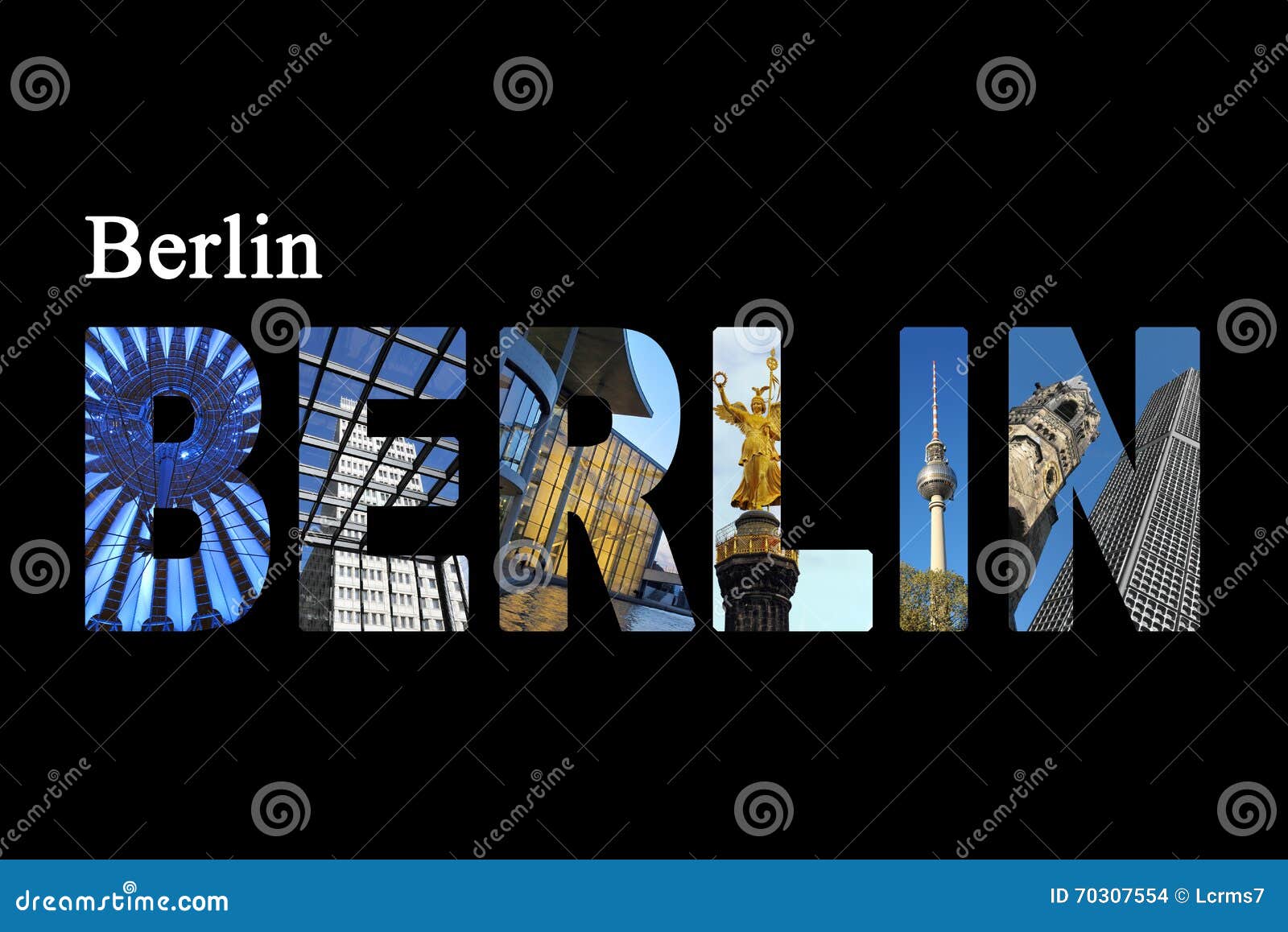 Berlin Letters with Sightseeing Points Stock Illustration ...