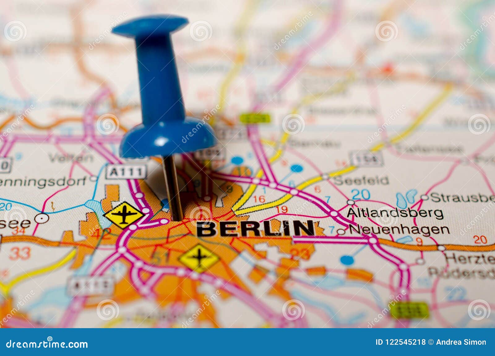 Berlin on map stock photo. Image of road, shot, europe - 122545218