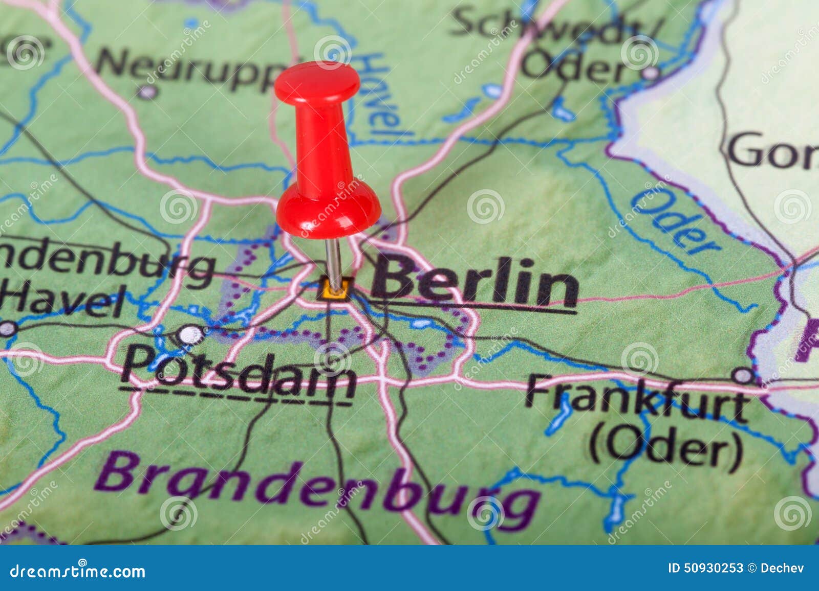 Berlin Map with Red Pin - Travel Concept Stock Image - Image of needle ...