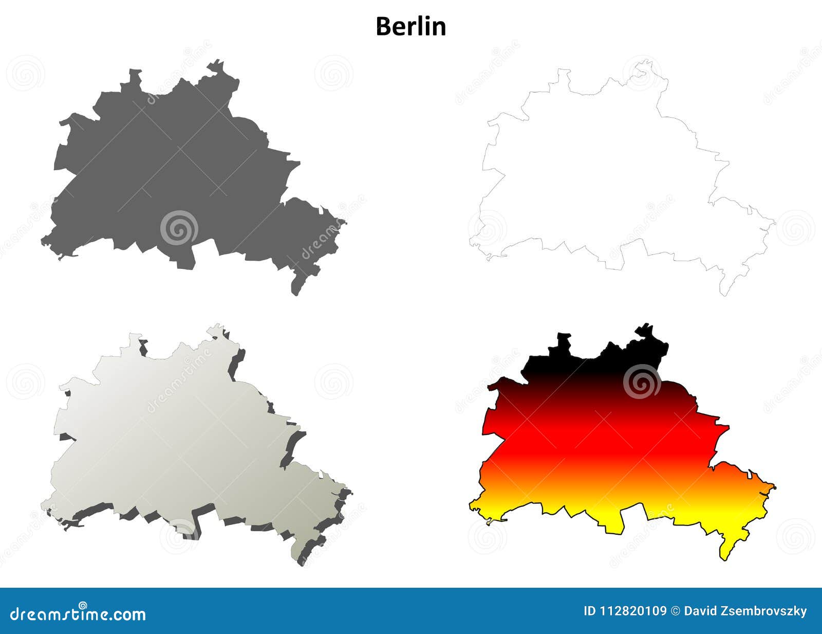 Berlin Outline Map. Vector Map Of Berlin City Area Borders With Shadow ...