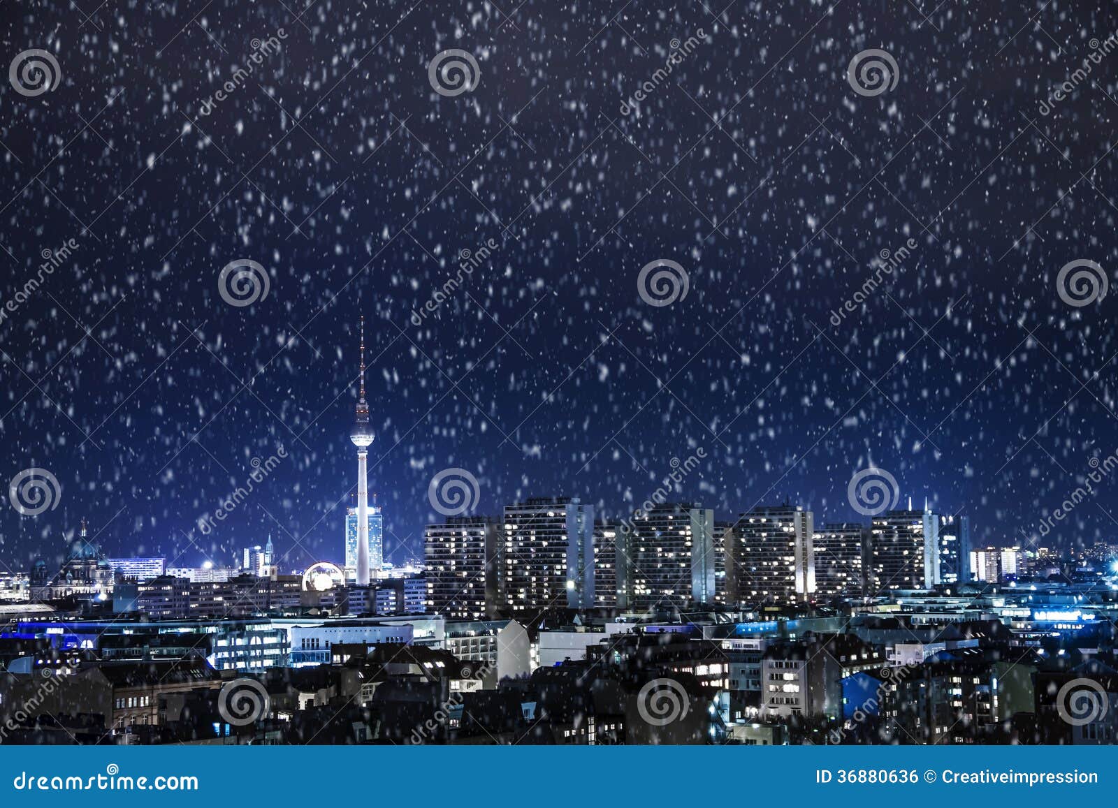 Berlin panorama and snow stock photo. Image of cityscape - 36880636