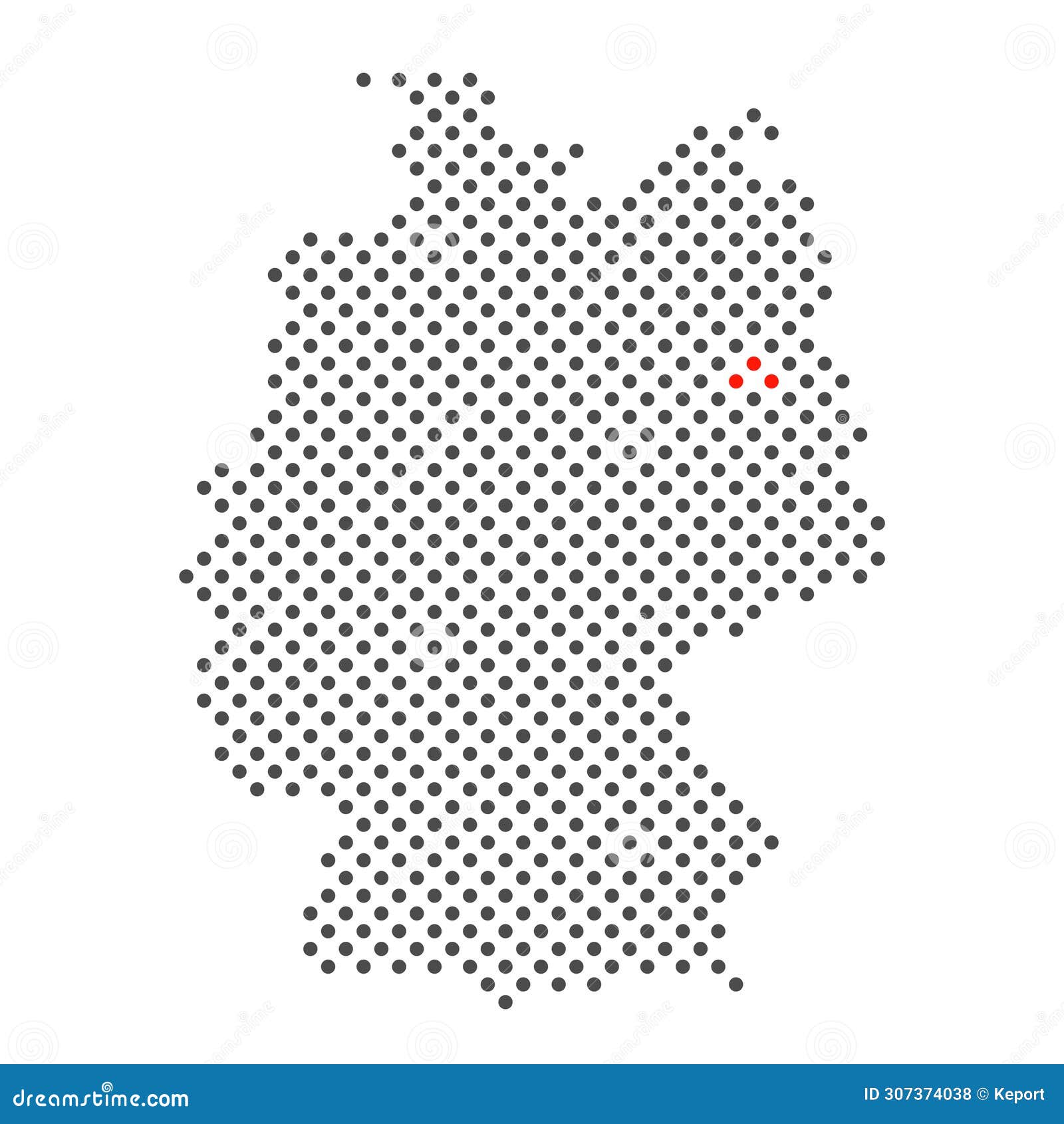 Berlin with Red Dots on Simplified Map of Germany Stock Illustration ...