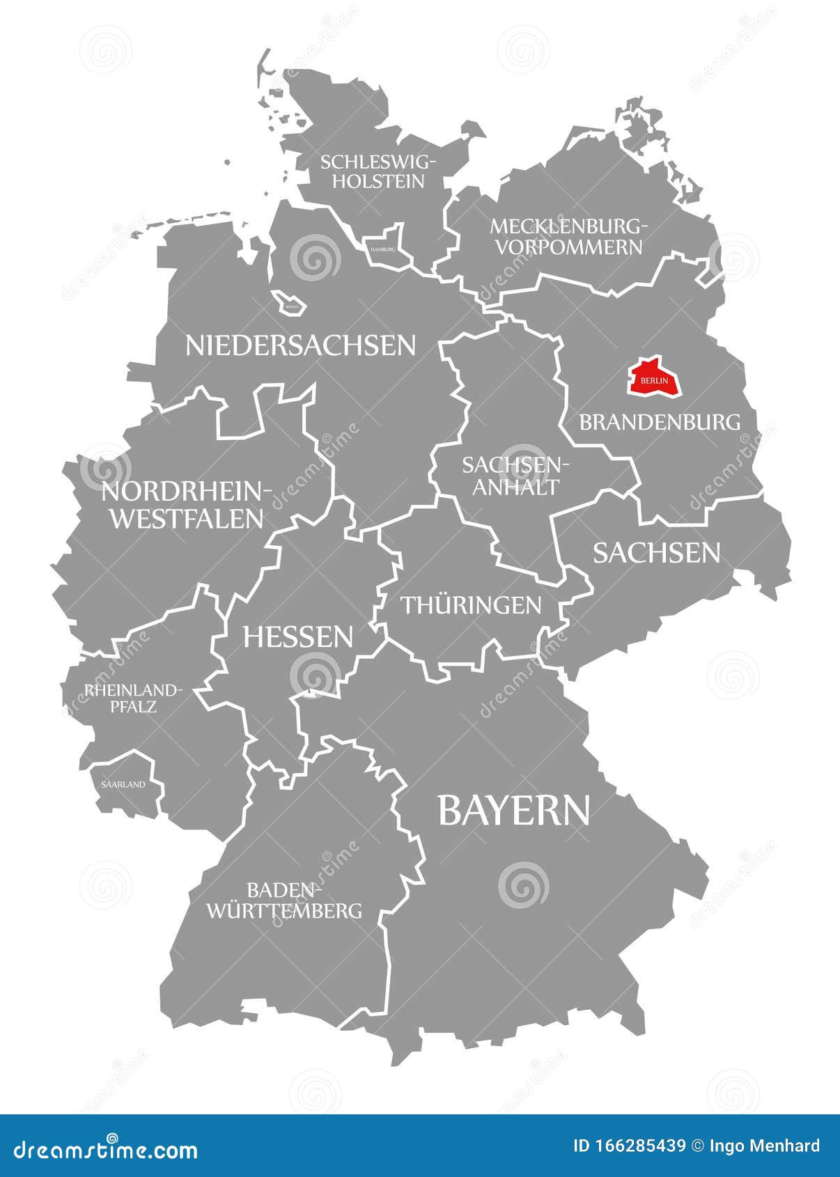 Berlin Red Highlighted in Map of Germany Stock Illustration ...