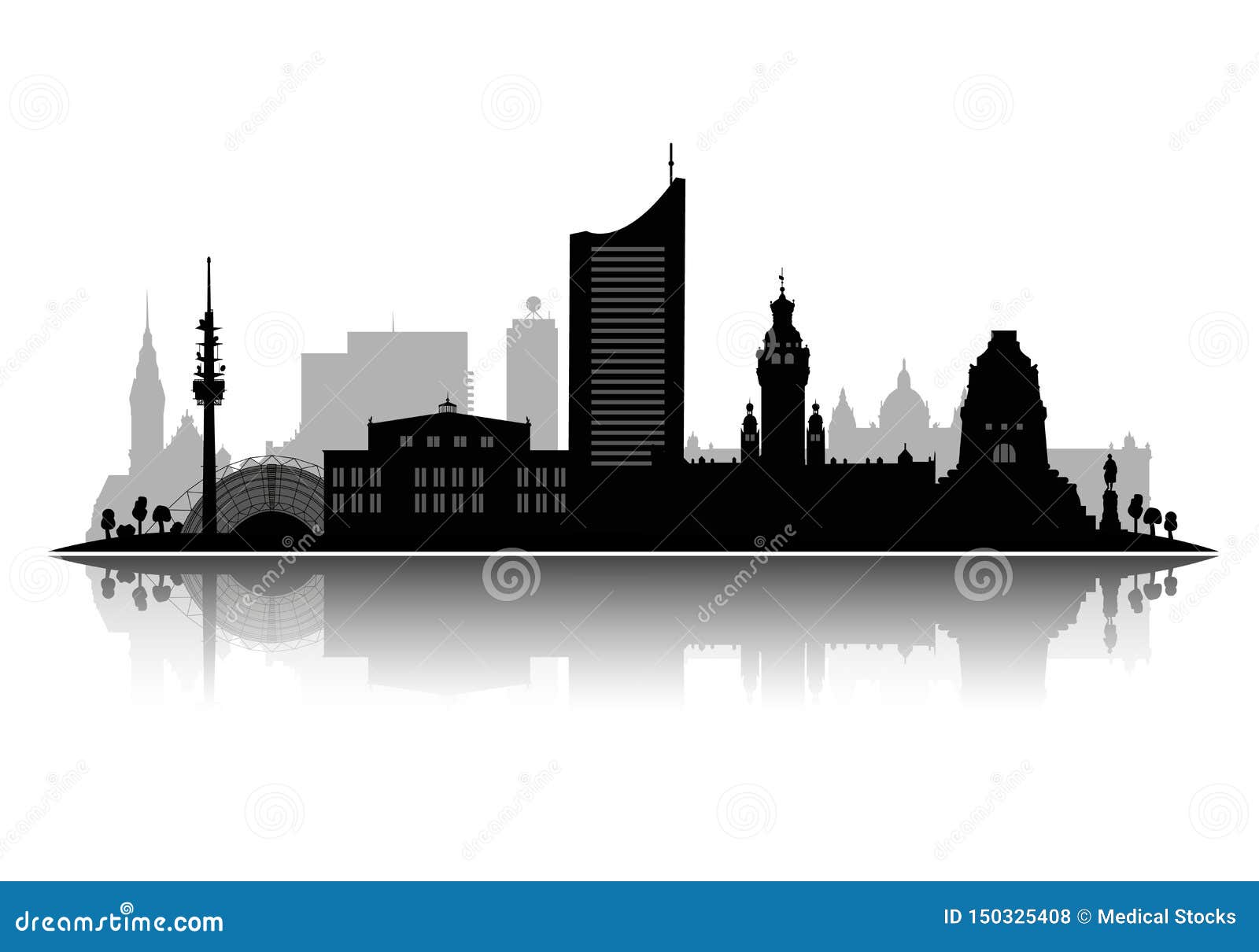 Berlin Silhouette Vector Illustration Isolated on White Background with ...