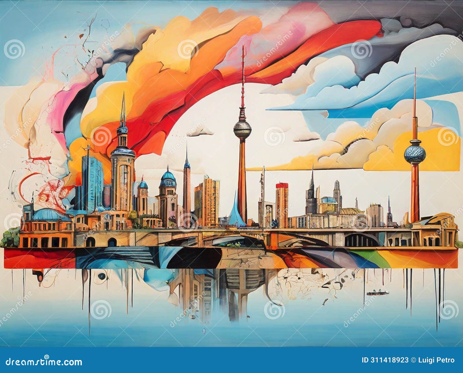 Berlin Skyline in Dadaism Style. Stock Illustration - Illustration of ... Berlin Skyline in Dadaism Style. Stock Illustration - Illustration of ...