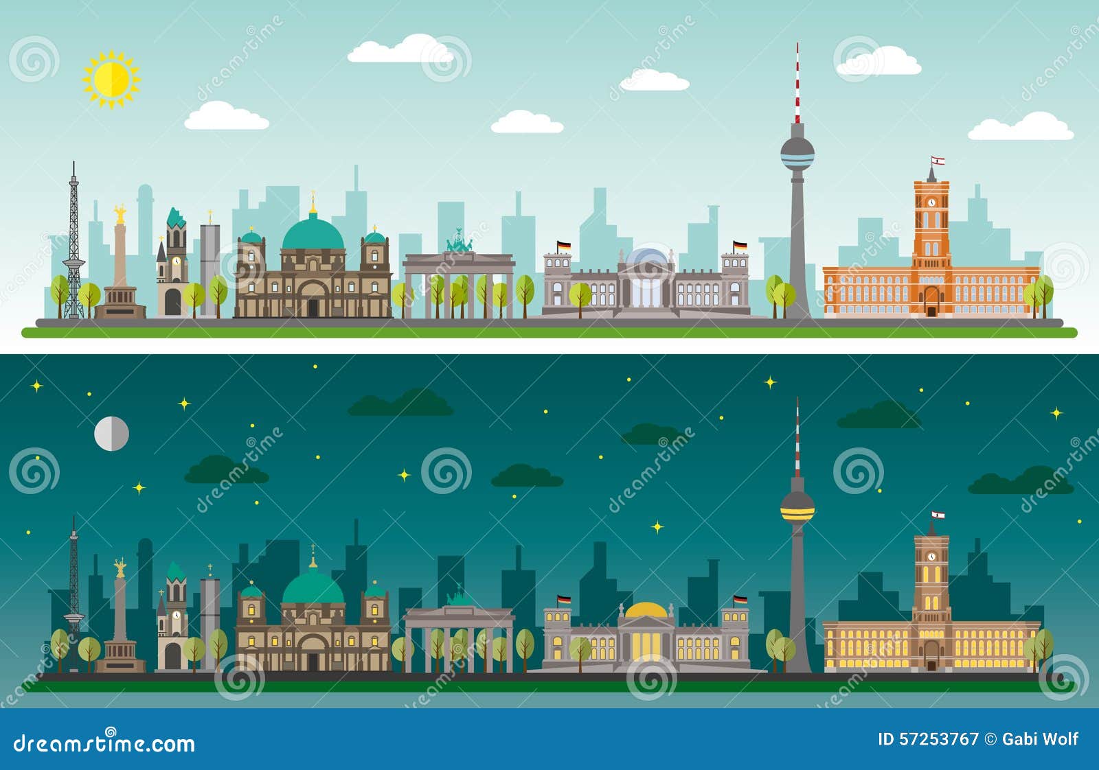 Berlin Skyline Cartoon Vector | CartoonDealer.com #57253767