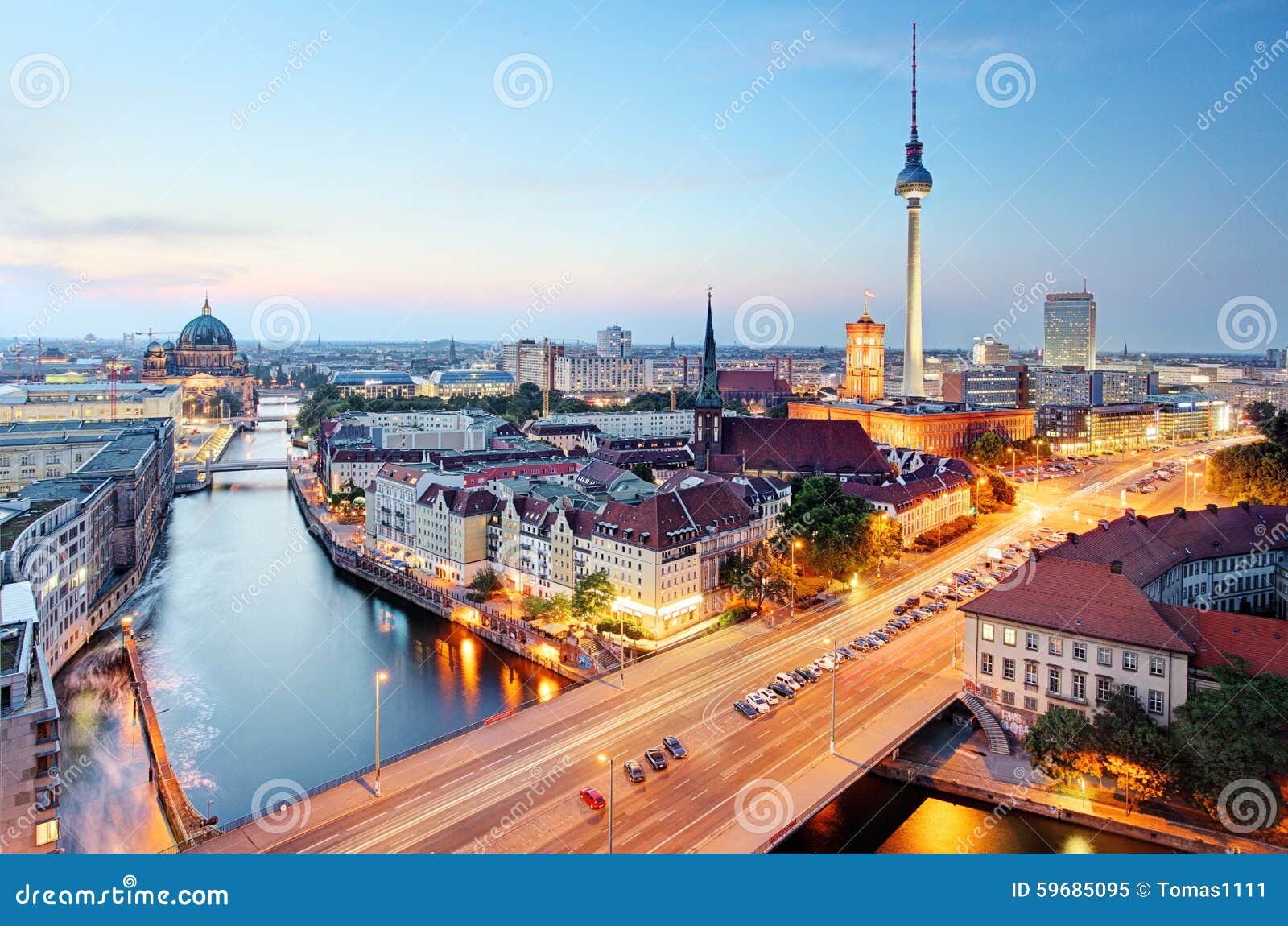 Berlin skyline stock image. Image of germany, blue, dusk - 59685095