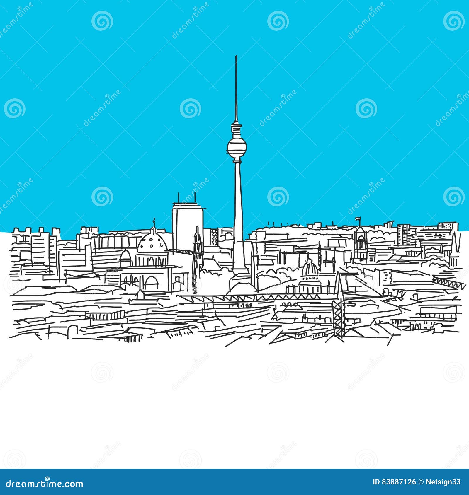Berlin Skyline stock vector. Illustration of architecture - 83887126