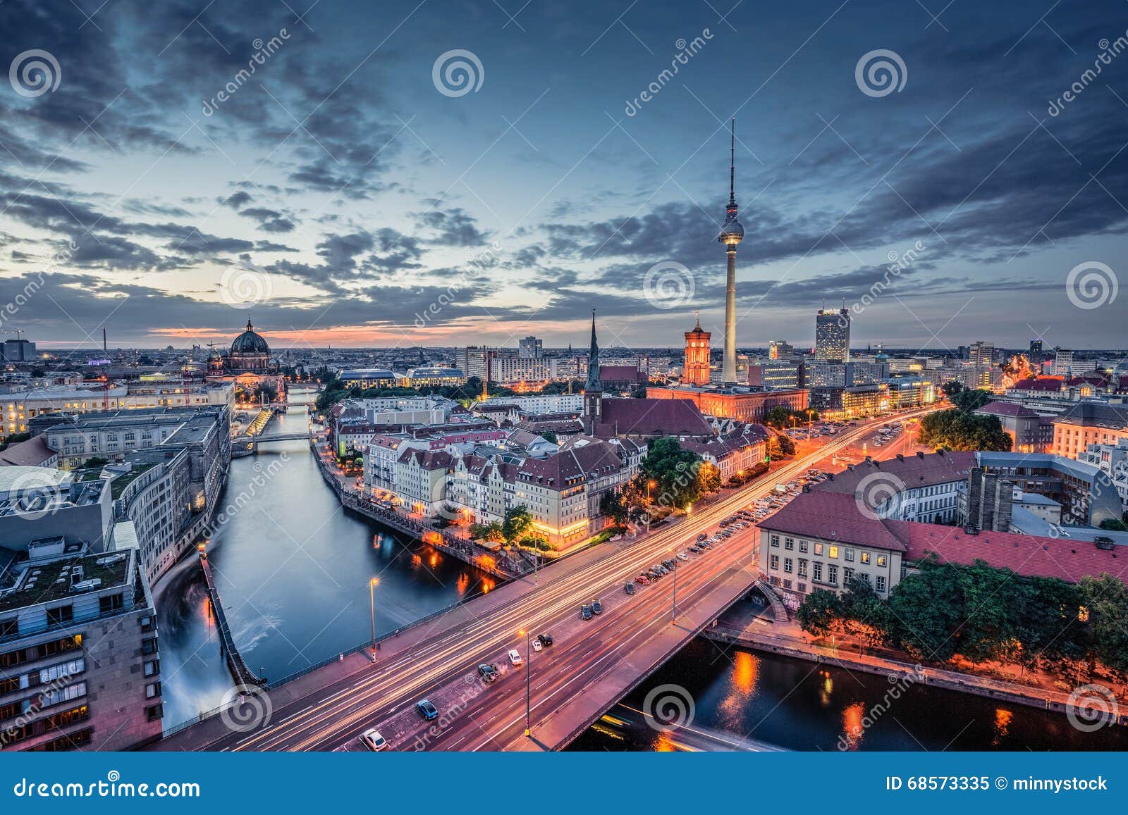 Berlin Skyline Panorama in Twilight during Blue Hour, Germany Stock ...