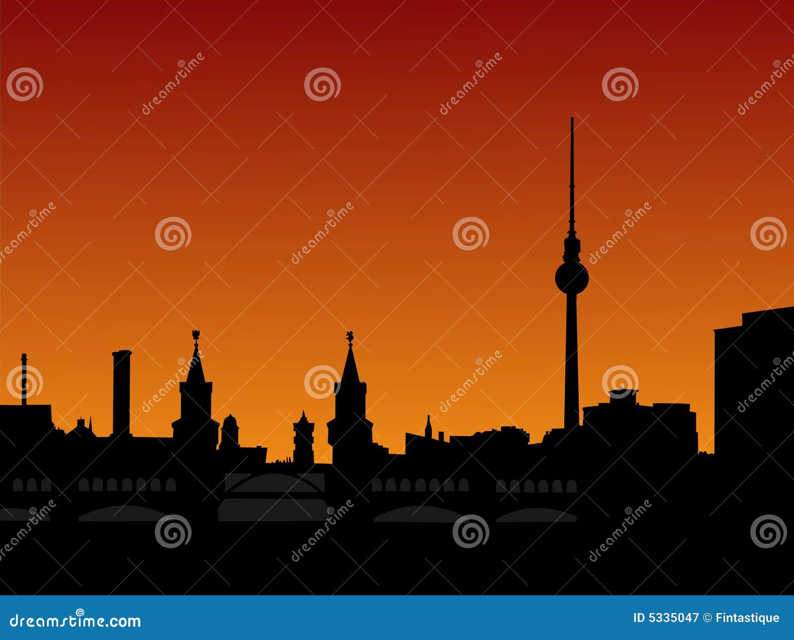 Berlin Skyline Drawing. Black And White Illustration Cartoon Vector ...