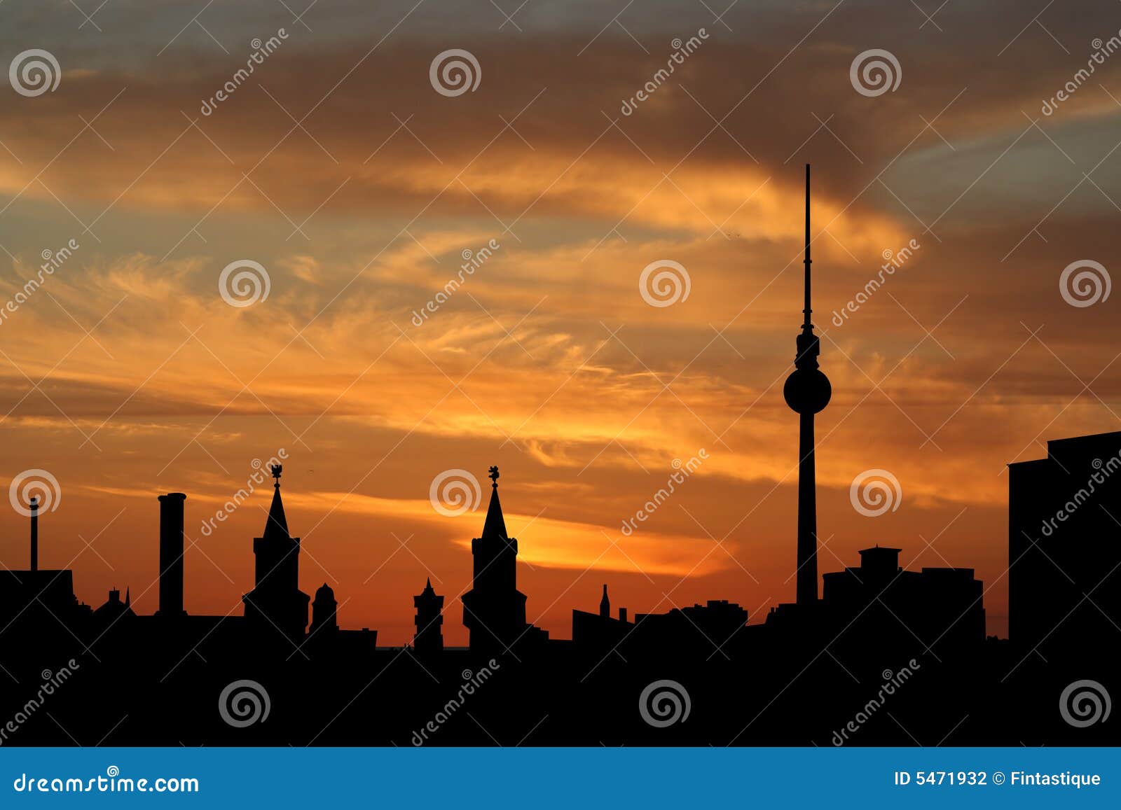 Berlin skyline at sunset stock illustration. Illustration of germany ...