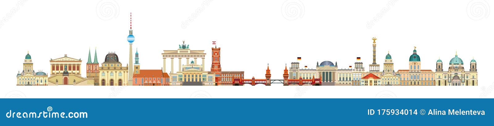 Berlin skyline vector 7 stock vector. Illustration of famous - 175934014