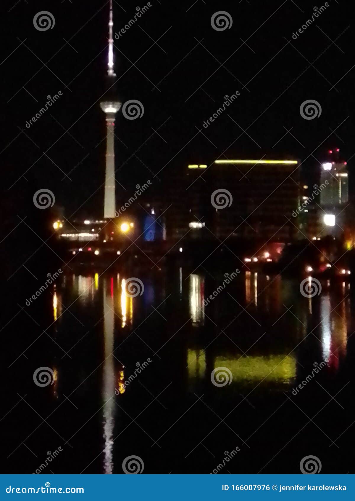 Berlin skyline water Spree stock photo. Image of night - 166007976