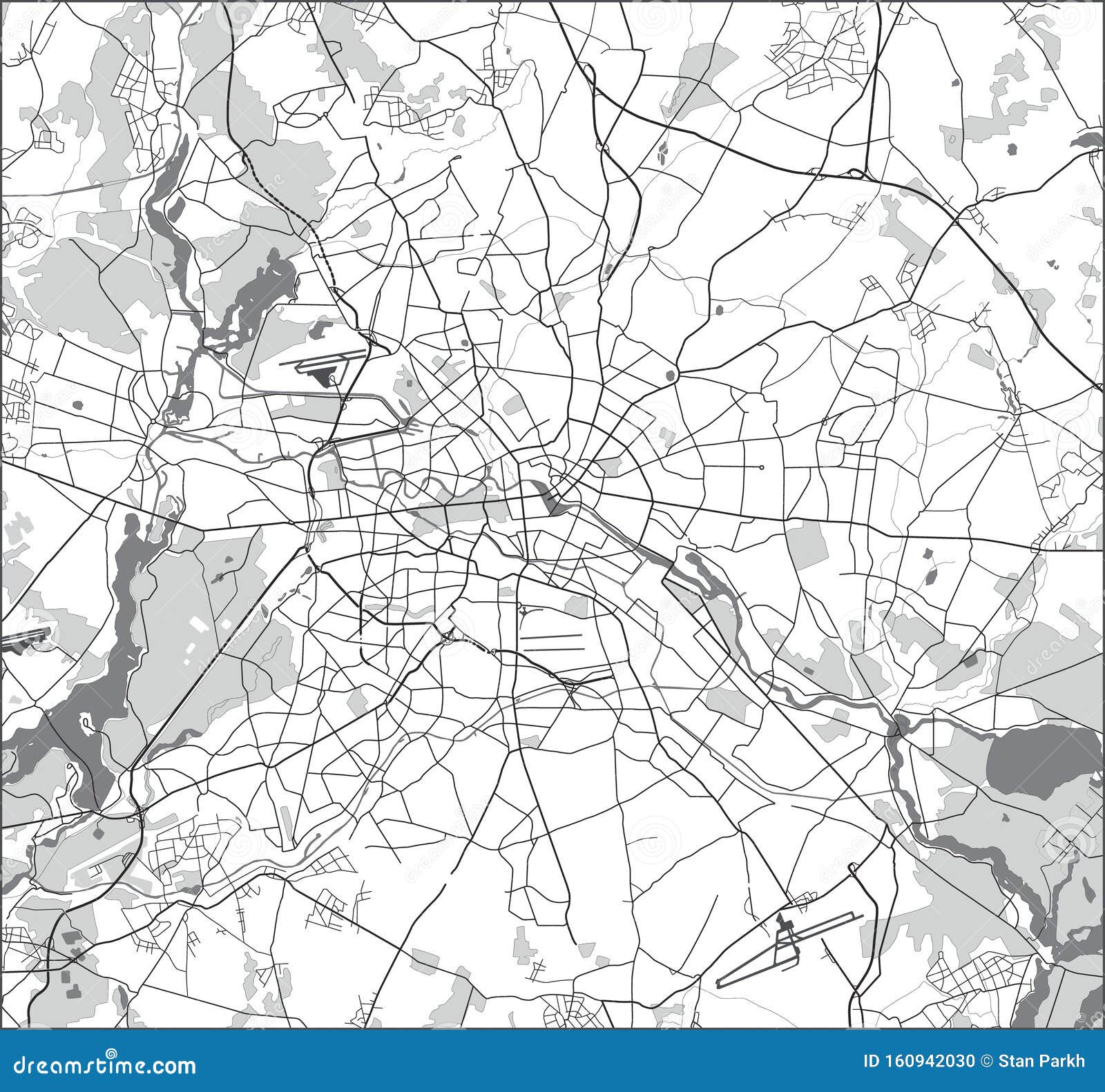 Berlin Street Map Black And White Vector Illustration | CartoonDealer ...