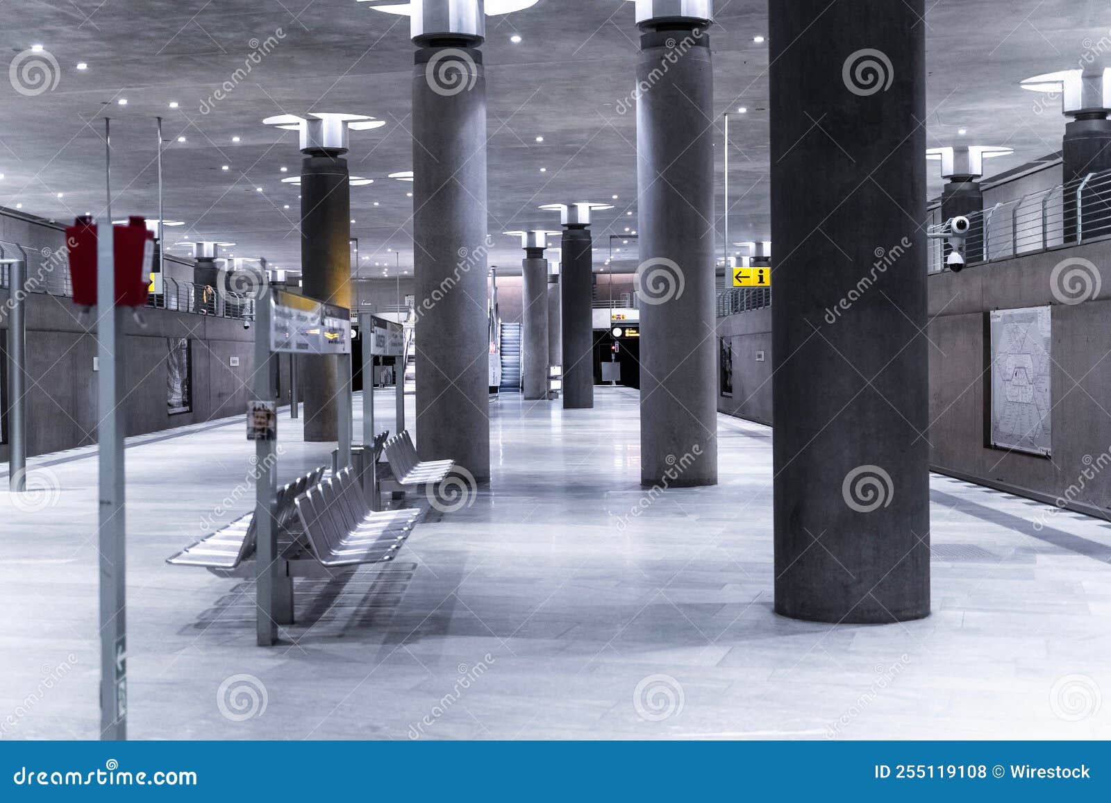 Berlin Subway Station with Black Columns and White Walls. Editorial ...