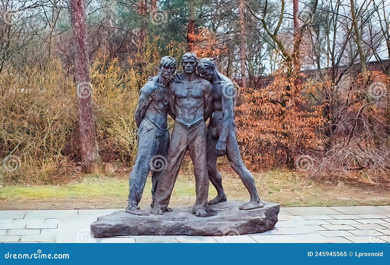 Berlin - Bronze Three Man Statue in Tiergarten Editorial Image - Image ...