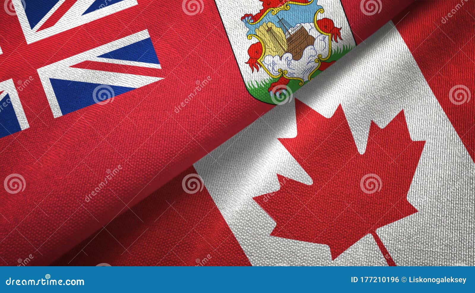 Bermuda and Canada Two Flags Textile Cloth, Fabric Texture Stock Photo ...
