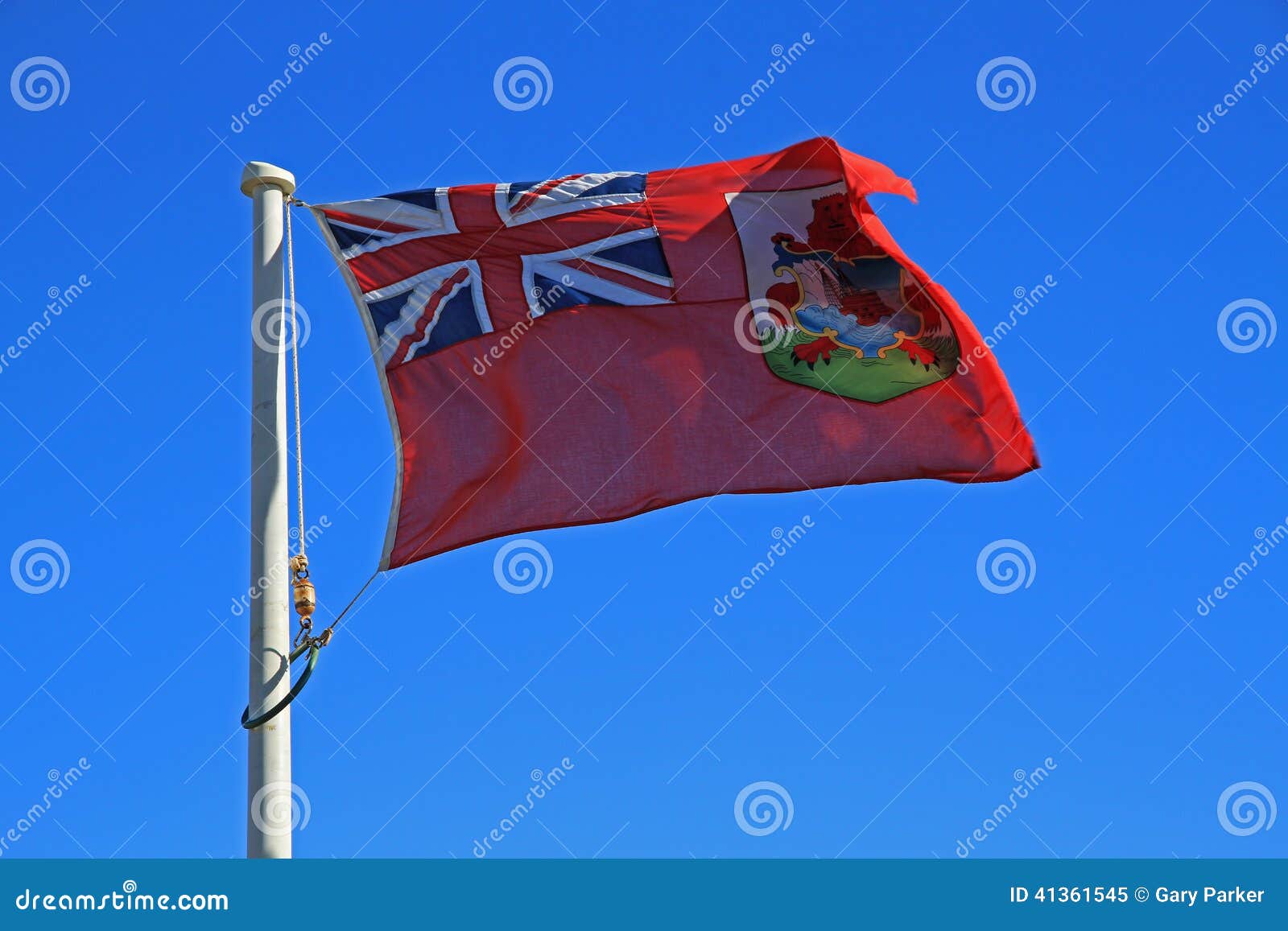 Bermuda Flag, Against a Blue Sky Stock Image - Image of islands, travel ...