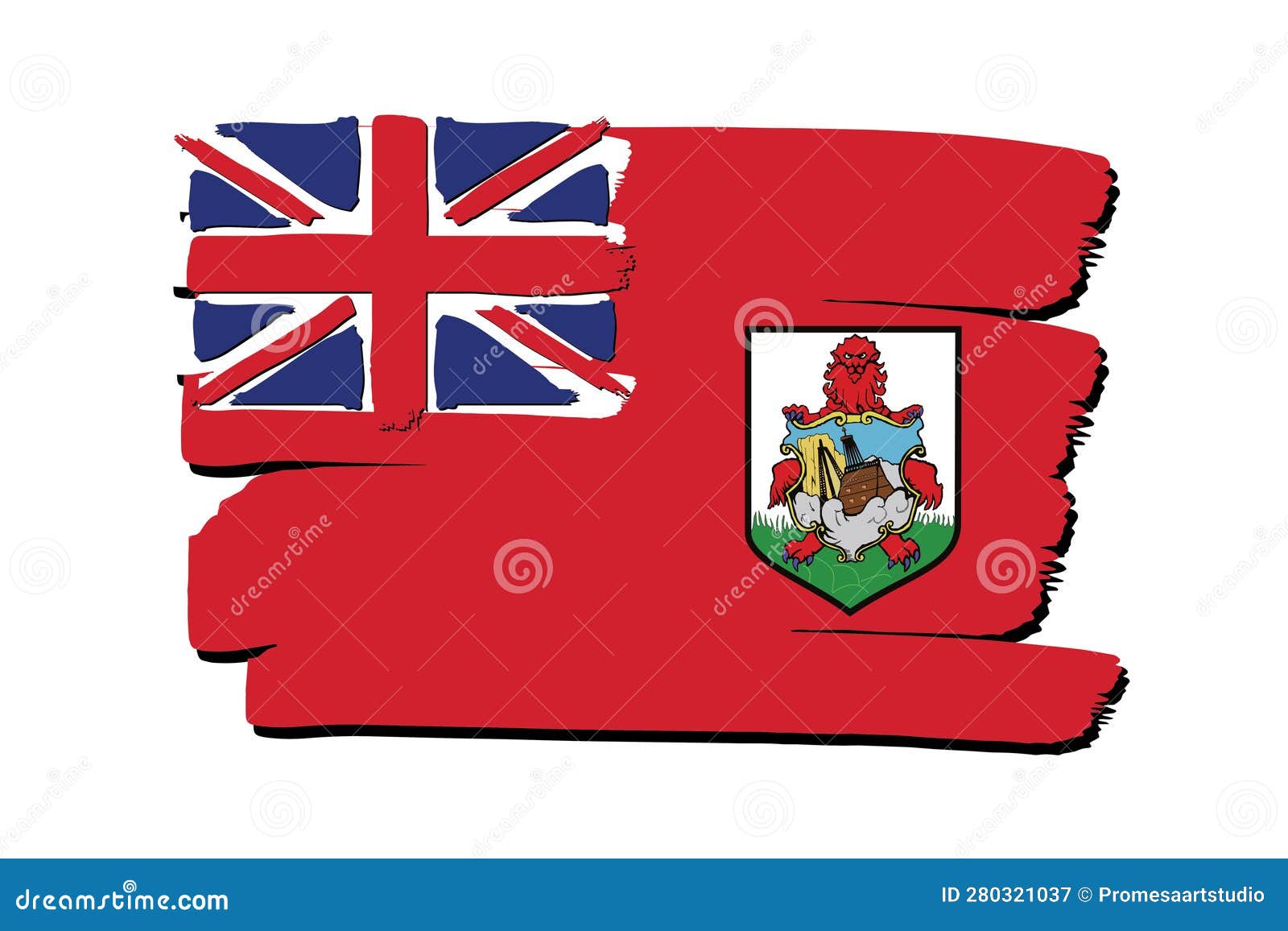 Bermuda Flag with Colored Hand Drawn Lines in Vector Format Stock ...