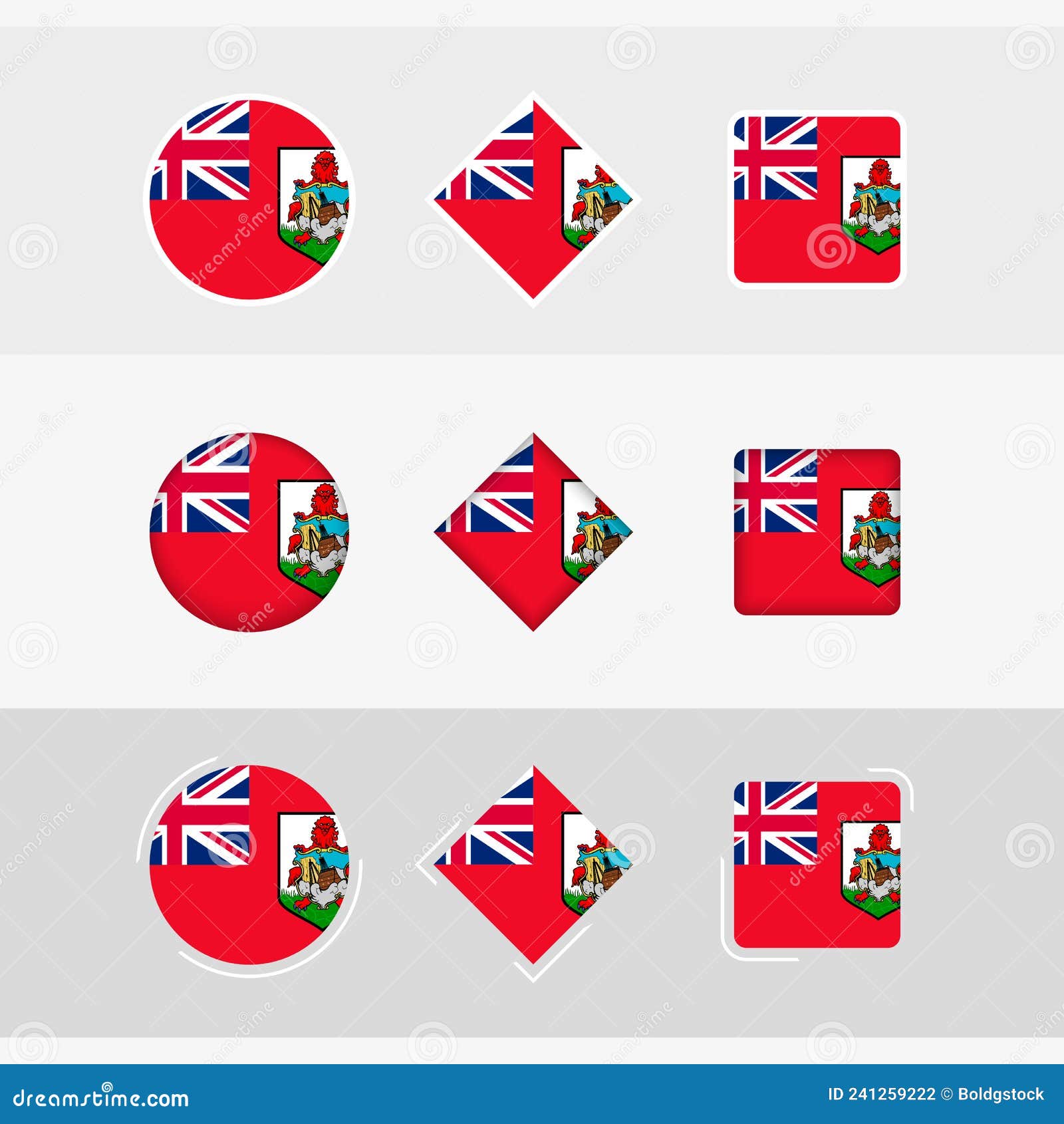 Bermuda Flag Icons Set, Vector Flag of Bermuda Stock Vector ...