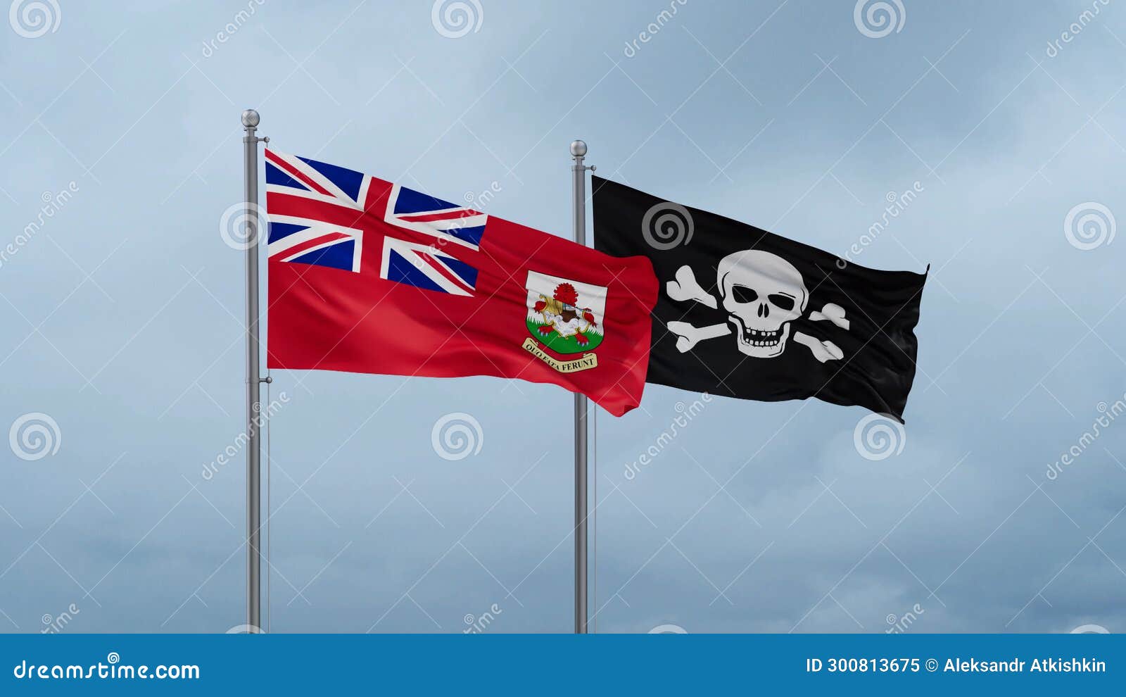 Pirate and Bermuda flag stock video. Video of looped - 300813675