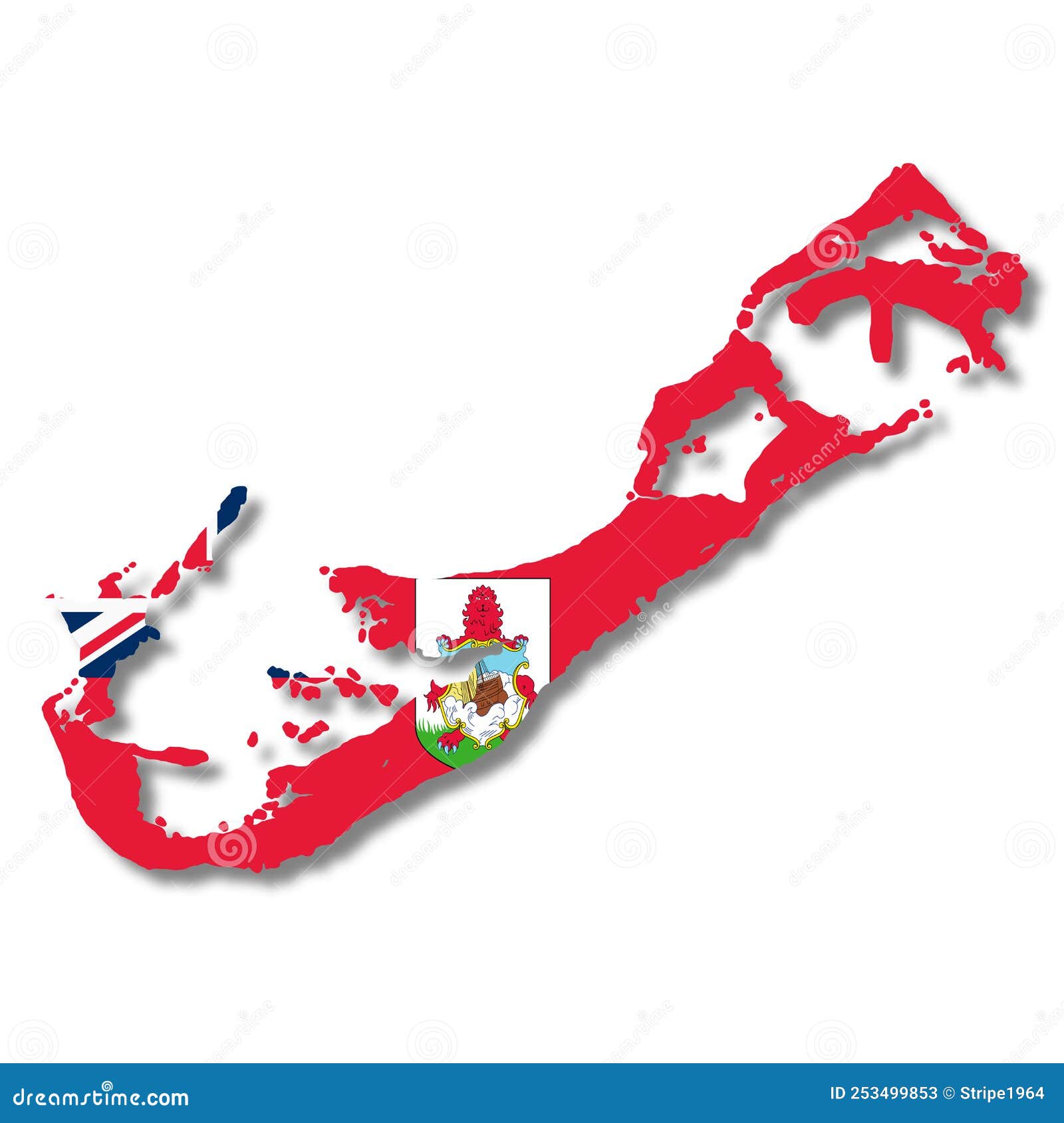 Bermuda Flag Map on White Background 3d Illustration with Clipping Path ...