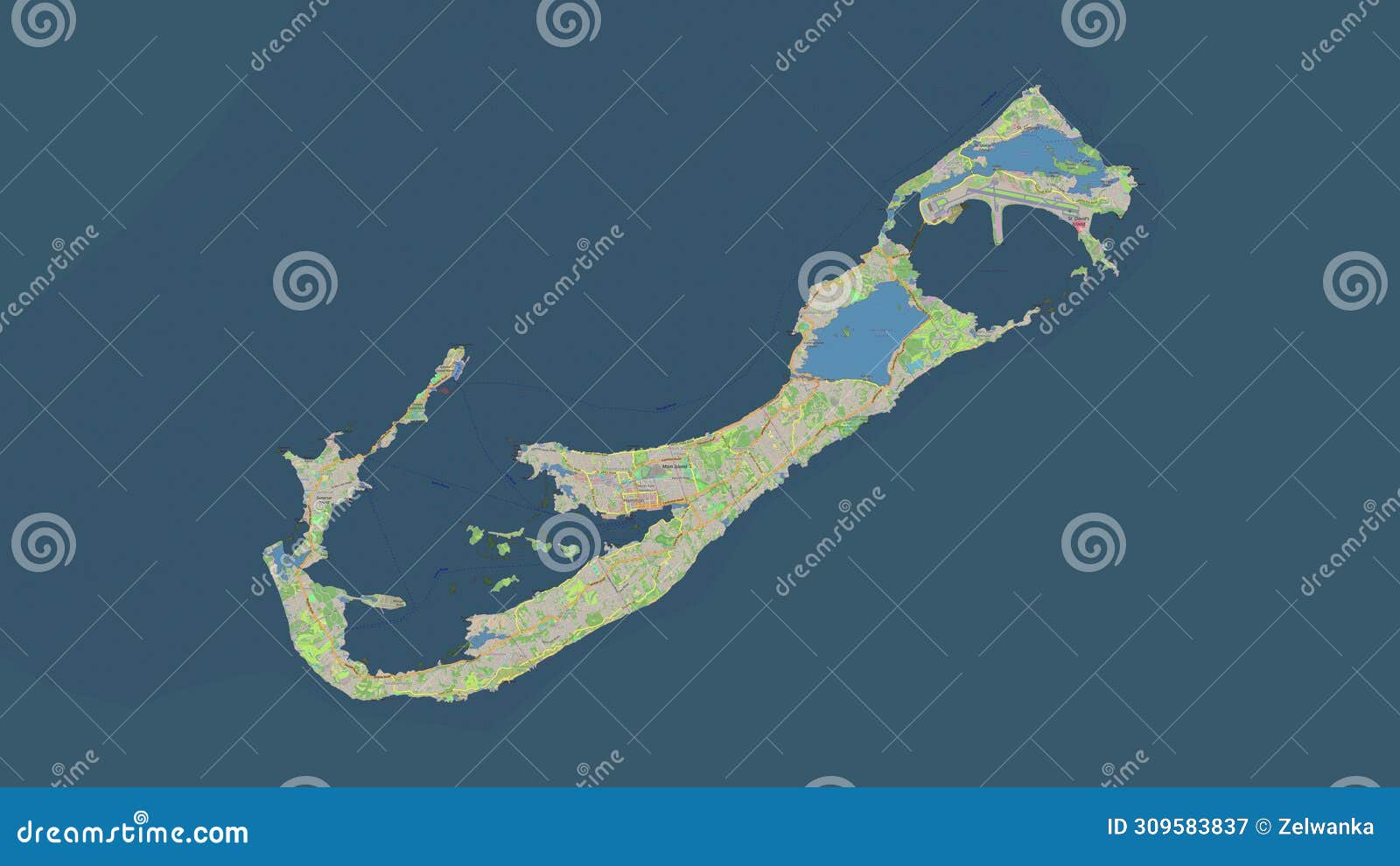 Bermuda Highlighted. Topo Standard Stock Illustration - Illustration of ...