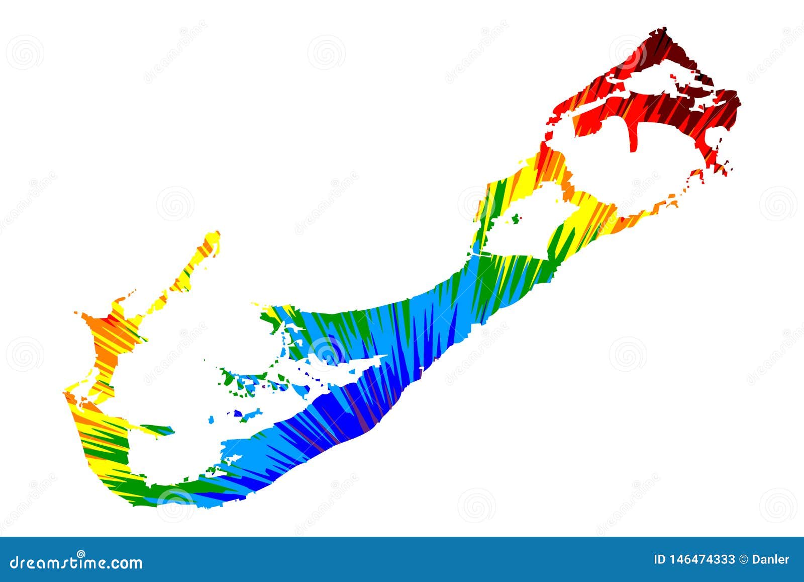Bermuda - Map is Designed Rainbow Abstract Colorful Pattern Stock ...