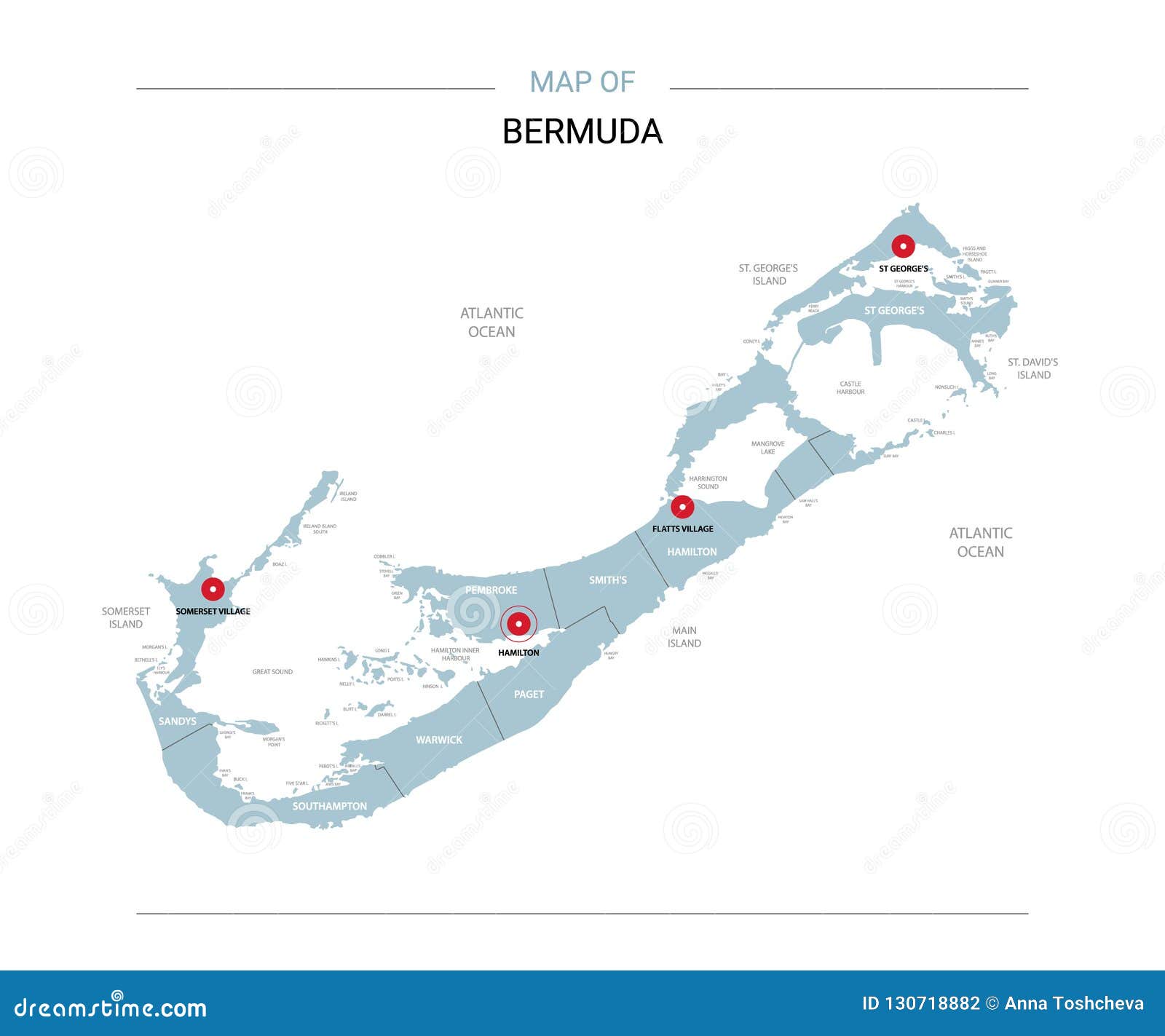 Bermuda Map Vector Illustration - Silhouette, Outline, Bermuda Travel ...